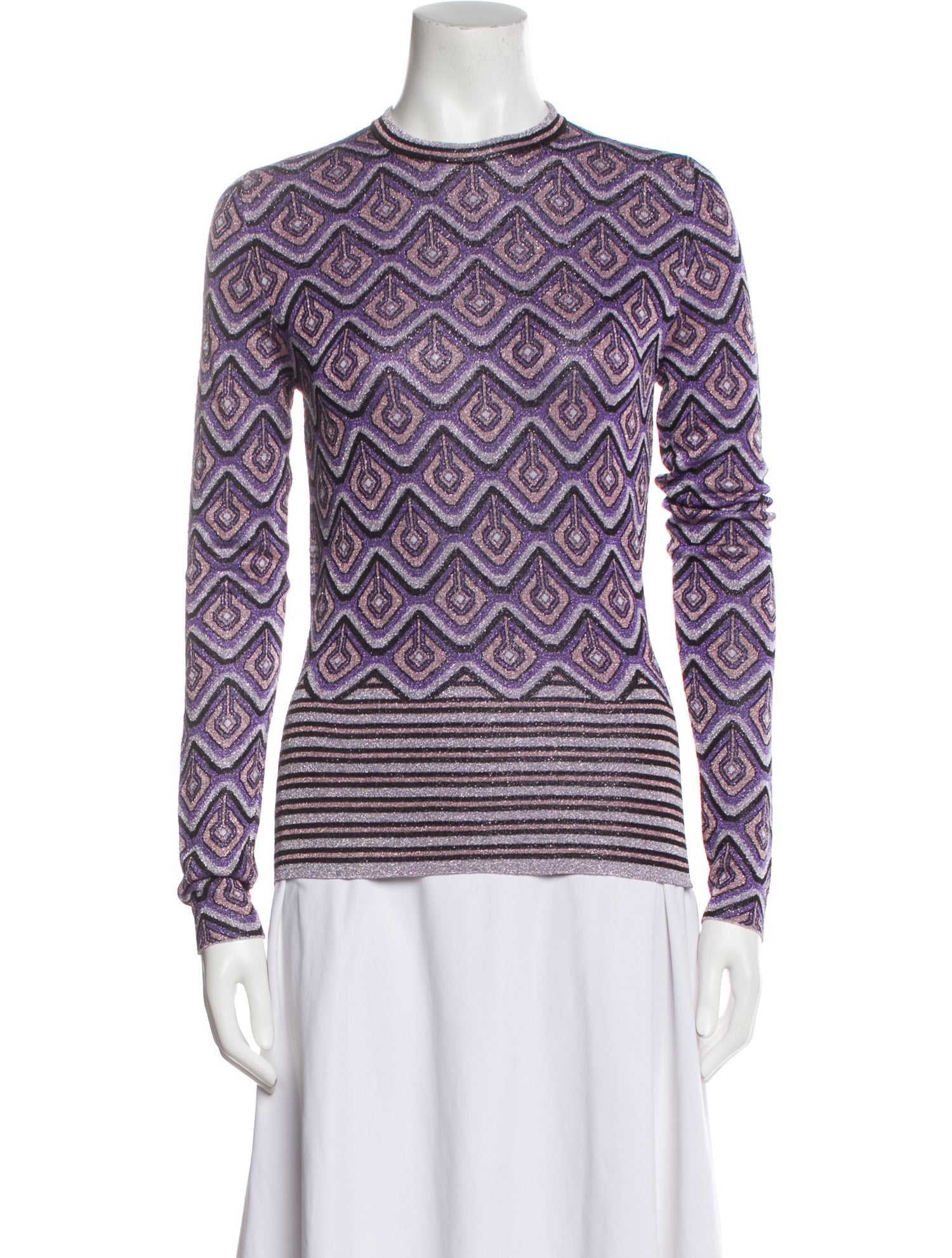 Paco Rabanne Printed Crew Neck Sweatshirt - Metallic Tops, Clothing ...