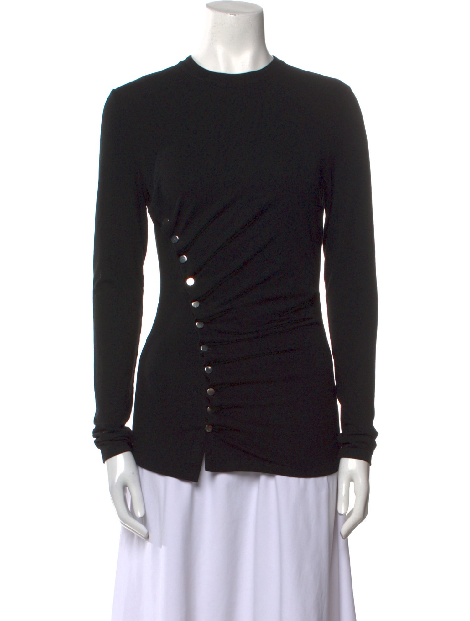 Paco Rabanne Crew Neck Long Sleeve Top - Black Tops, Clothing ...