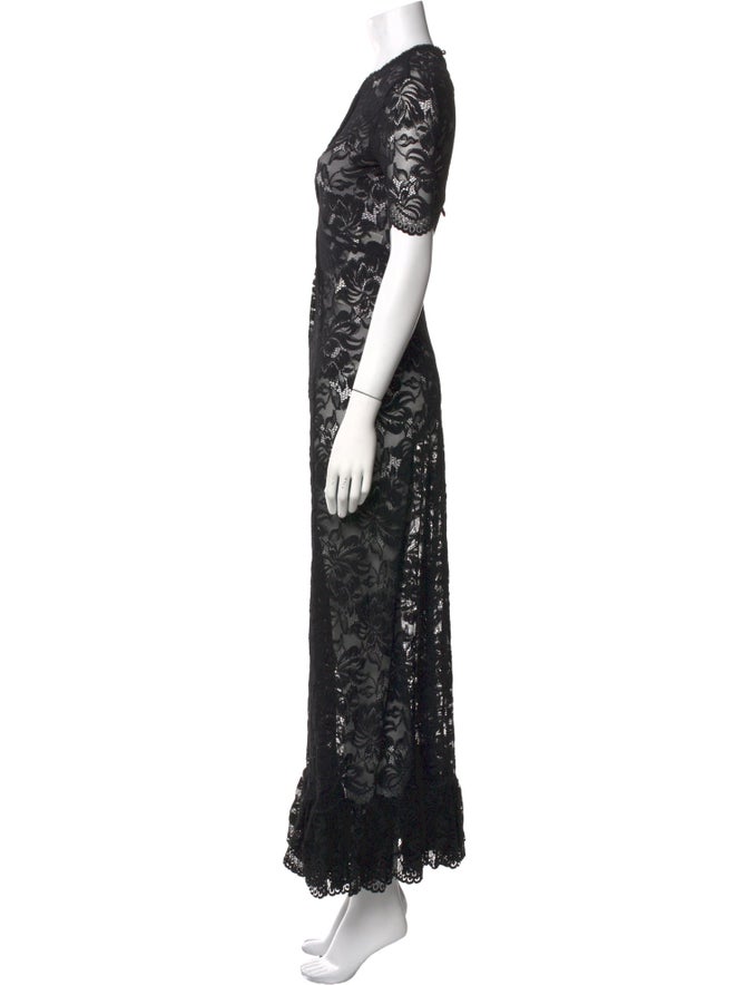 Paco Rabanne Lace Pattern Long Dress - Black Dresses, Clothing ...