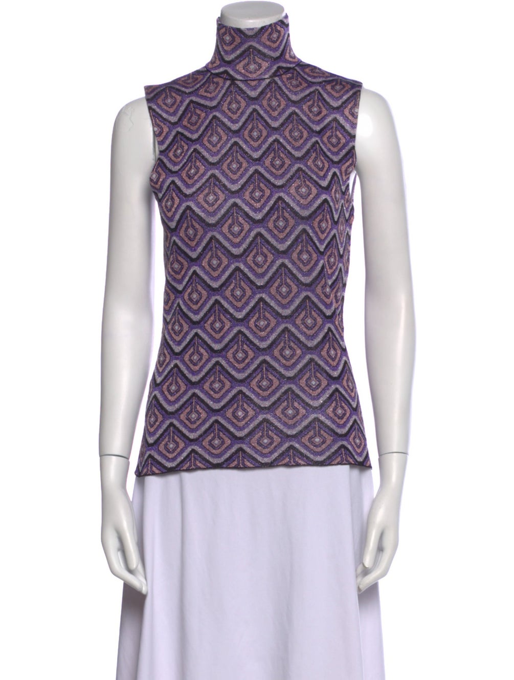 Paco Rabanne Printed Mock Neck Blouse - Purple Tops, Clothing ...