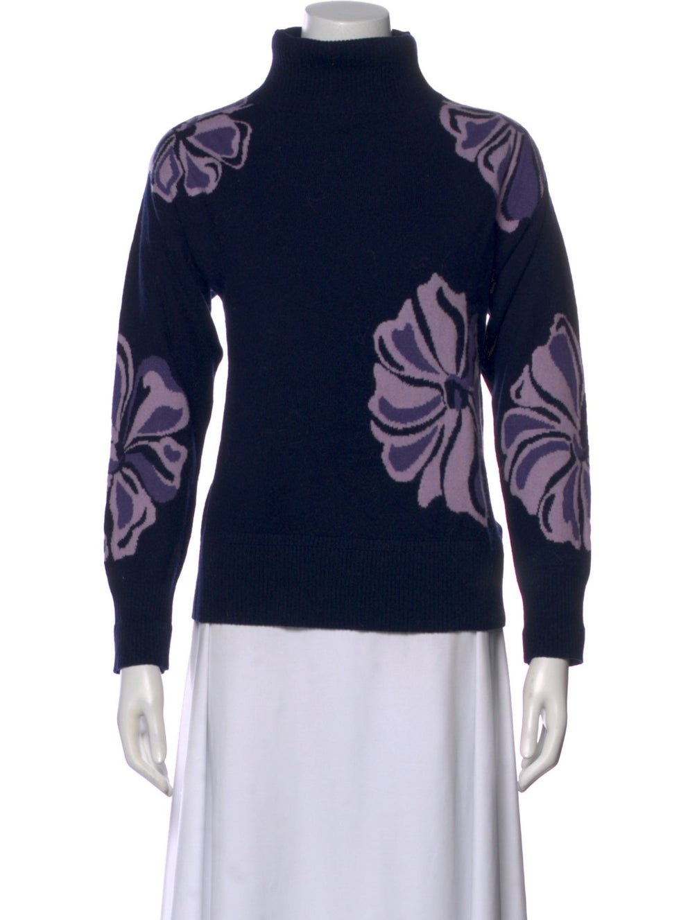Pure Collection Wool Printed Sweater - Blue Knitwear, Clothing ...