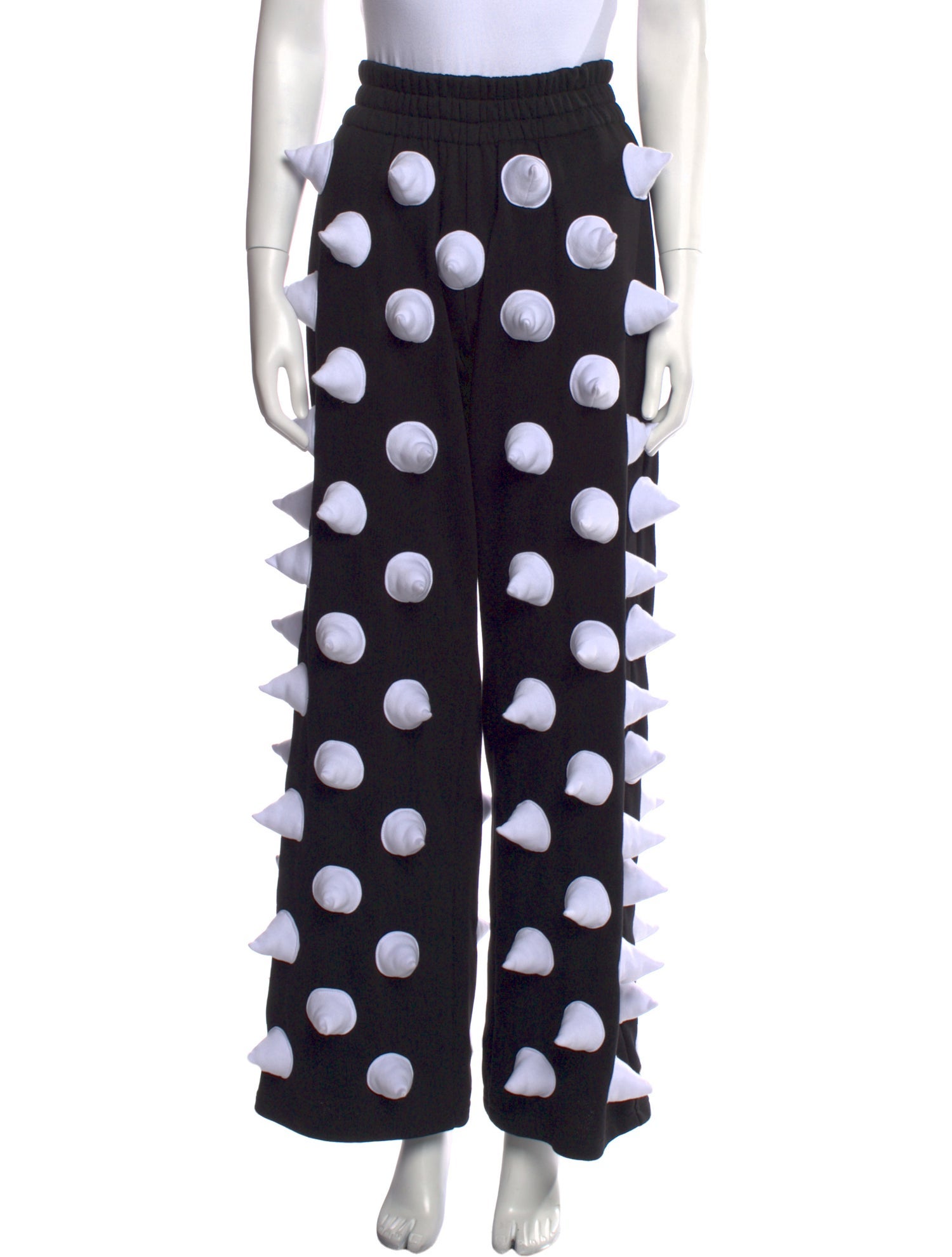 Pariah Polka Dot Print Wide Leg Pants - 10.5" Rise, Black Pants ...