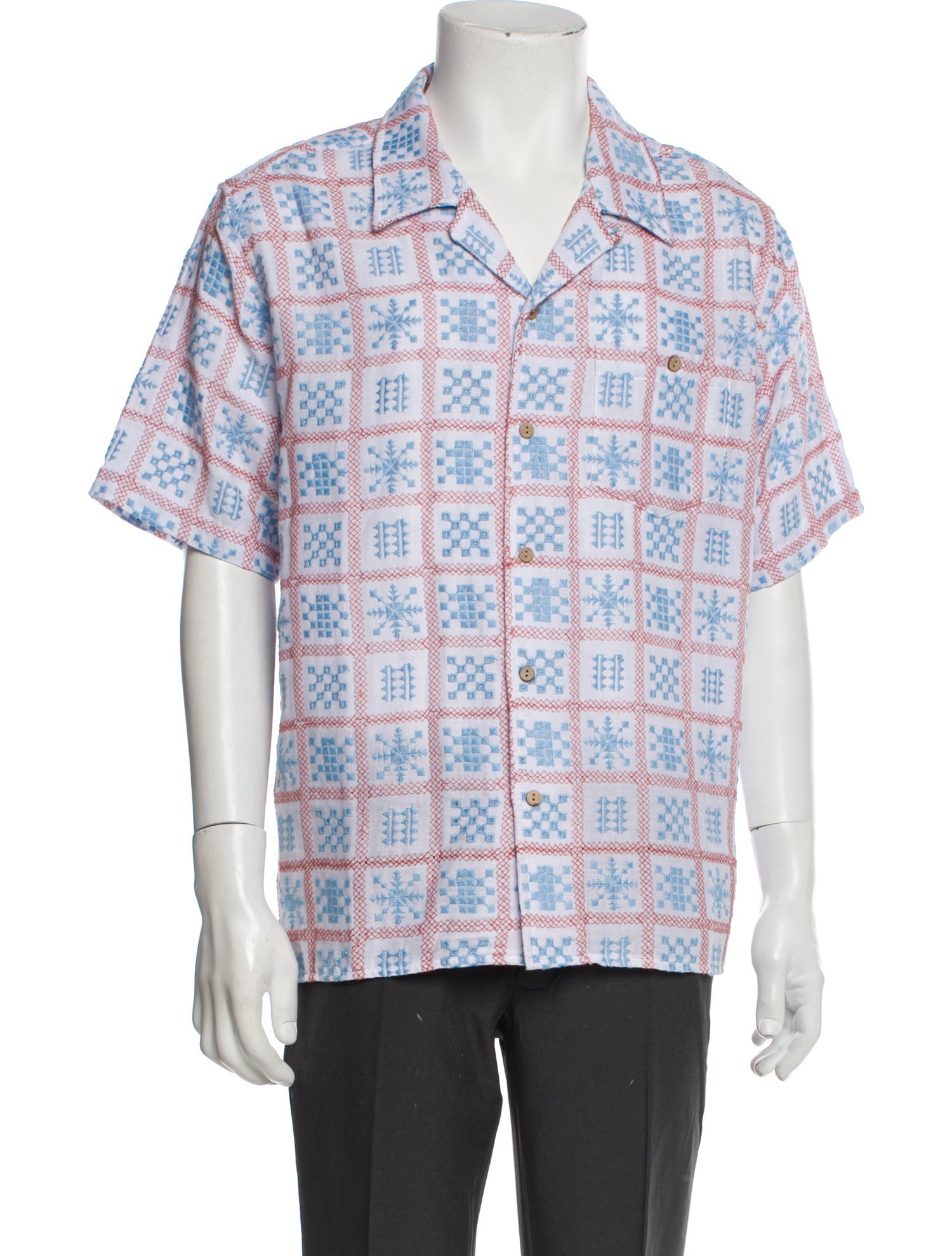 Percival Printed Short Sleeve Shirt - Red Casual Shirts, Clothing ...