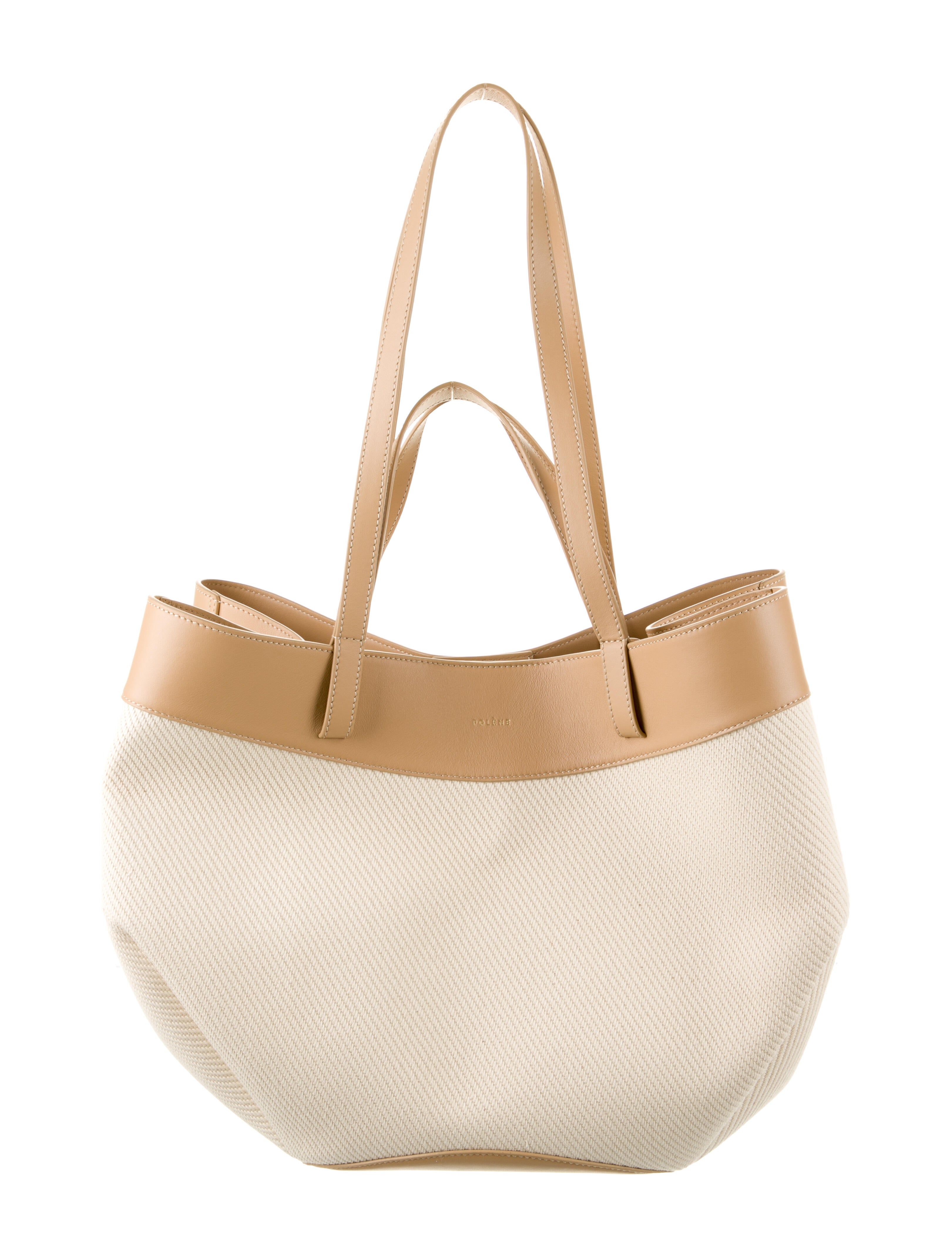 Polène Leather-Trimmed Canvas Tote - Neutrals Totes, Handbags ...