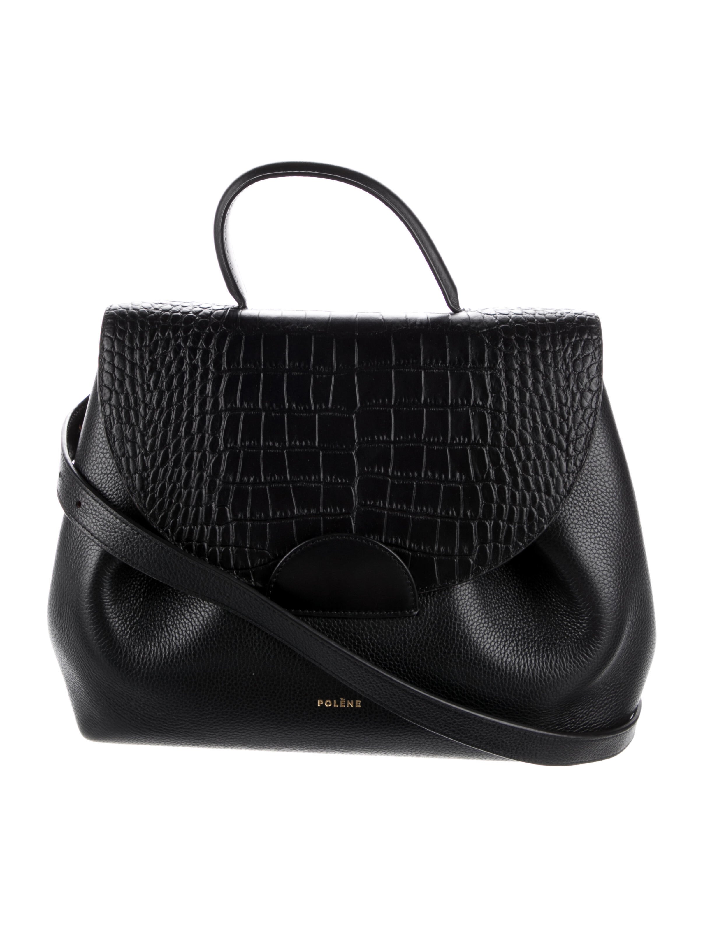 Polène Numéro Un Embossed Leather Shoulder Bag - Black Totes, Handbags ...