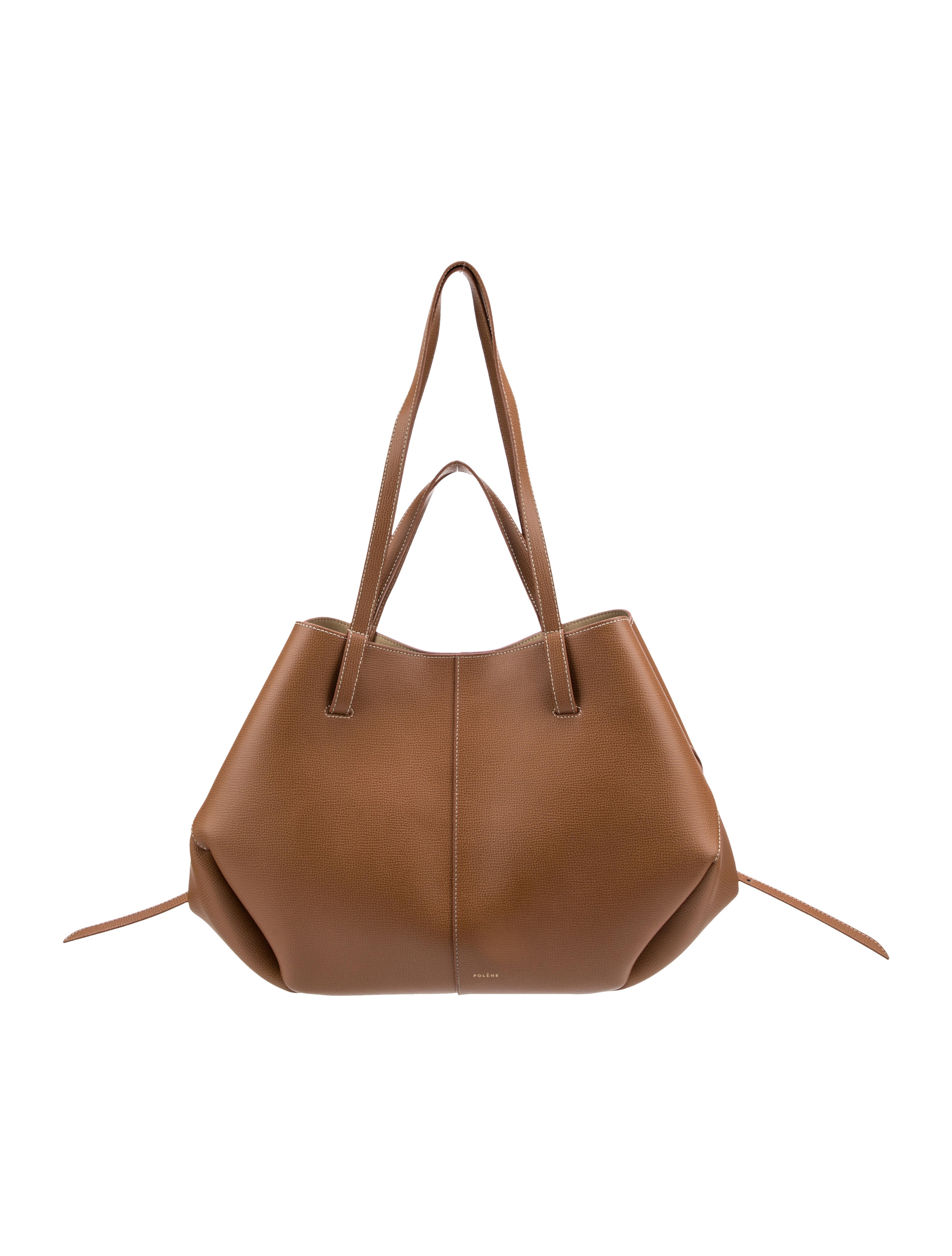 Polène Gold-Toned Leather Tote Bag - Brown Totes, Handbags - WPLNE21264 ...