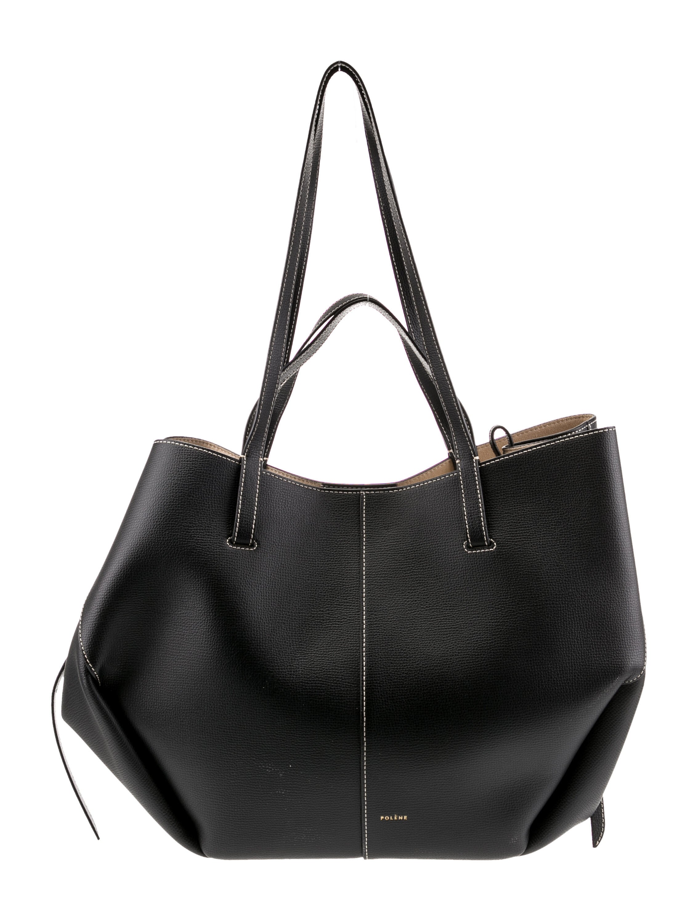 Polène Leather Tote - Black Totes, Handbags - WPLNE21416 | The RealReal