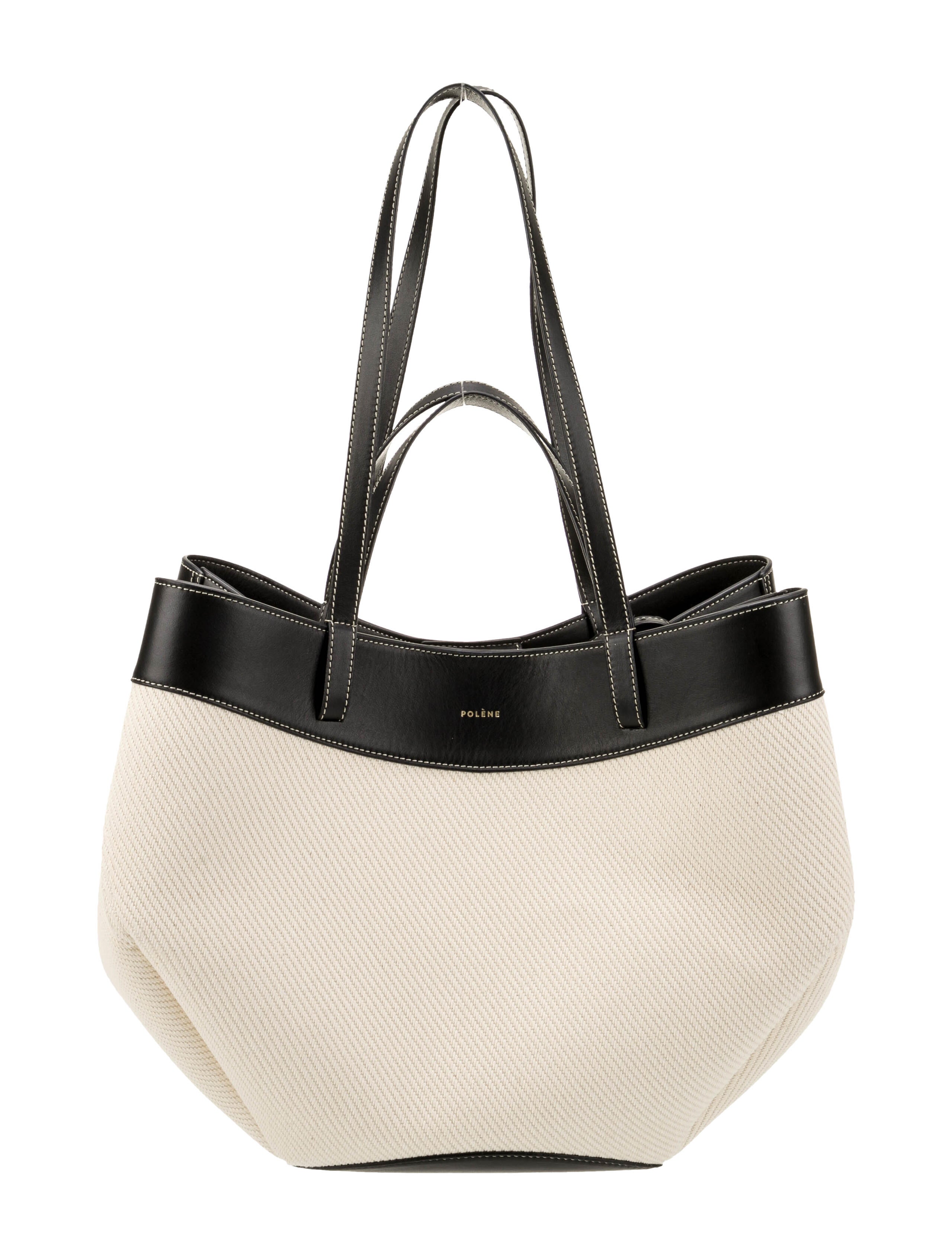 Polène Leather Trim Canvas Tote Bag - Black Totes, Handbags ...