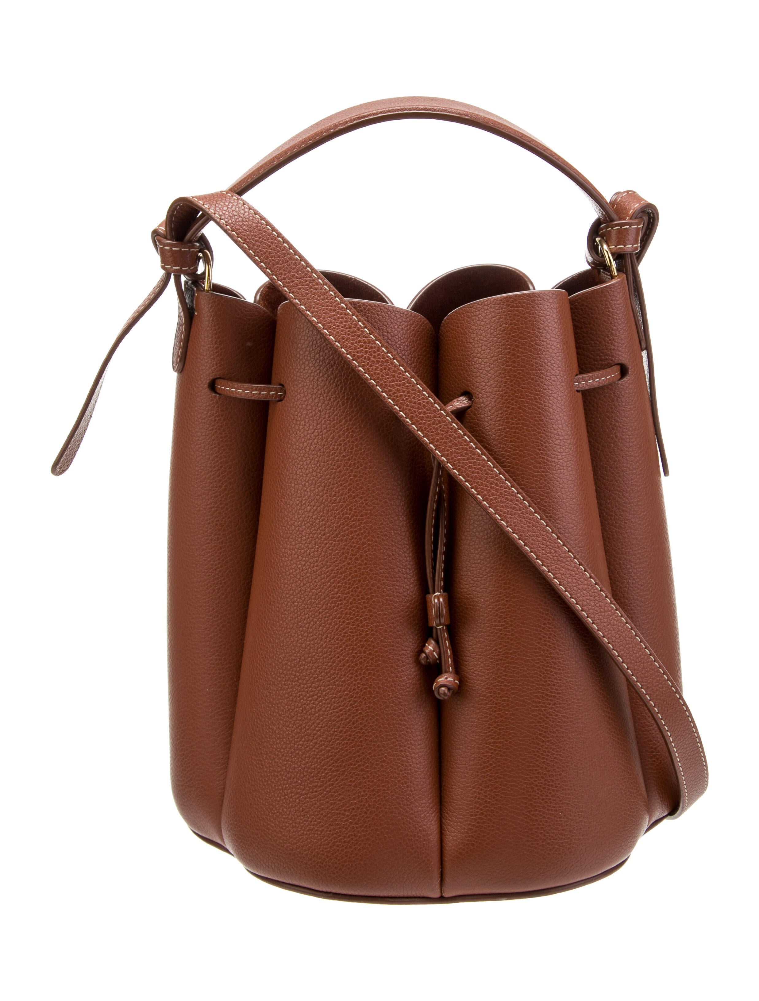 Polène Leather Bucket Bag - Brown Bucket Bags, Handbags - WPLNE21472 ...