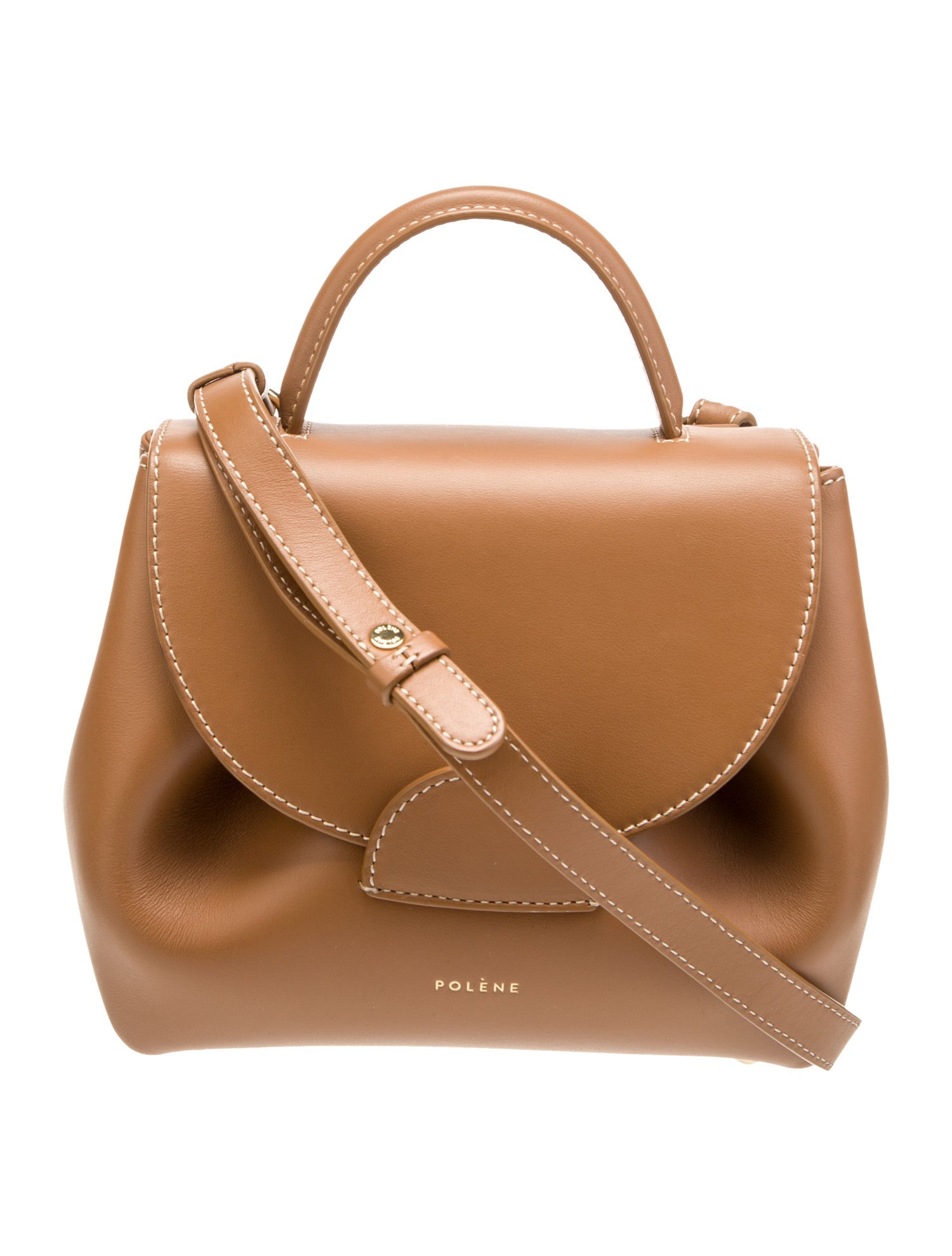 Polène Leather Shoulder Bag - Brown Crossbody Bags, Handbags ...