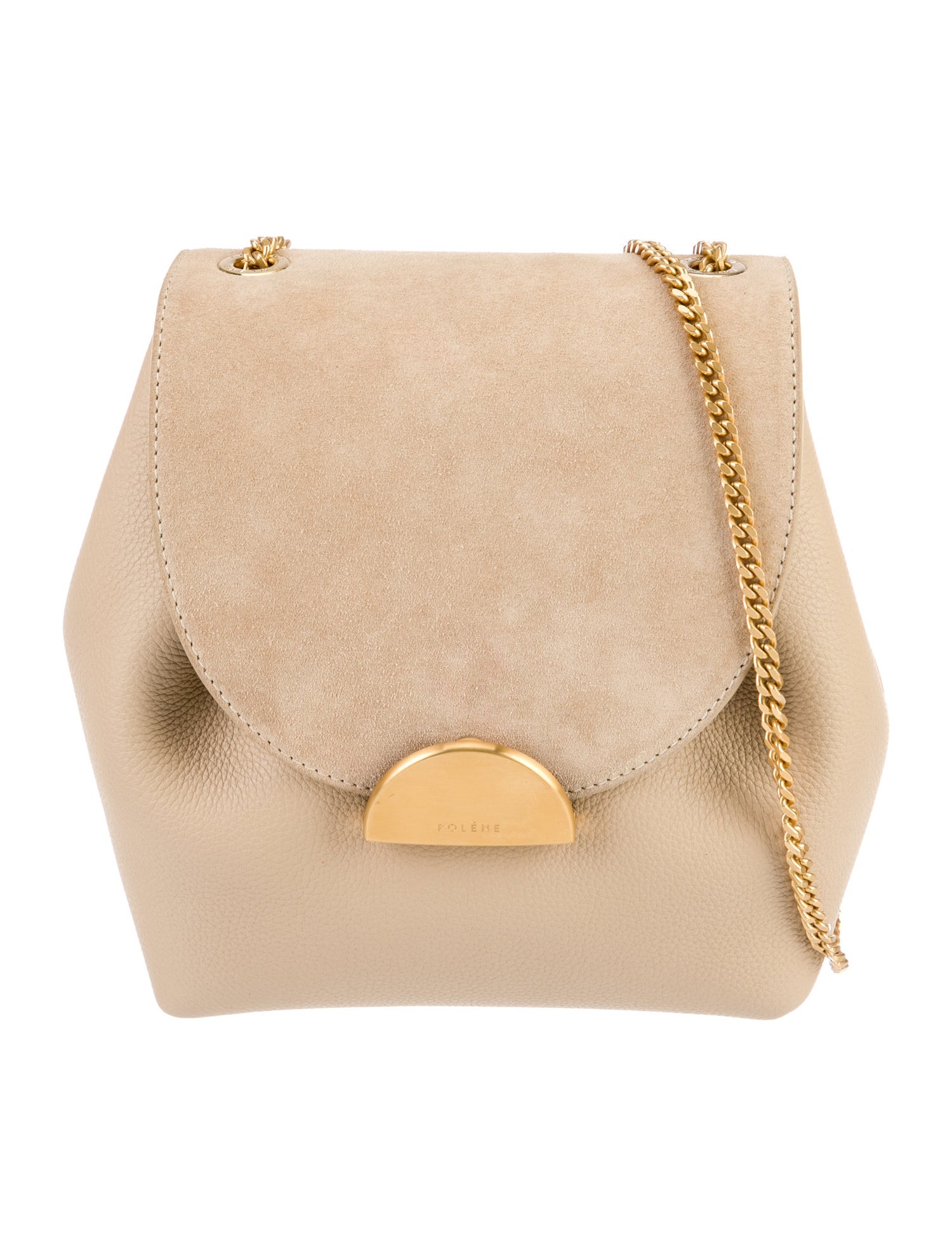 Polène Leather Suede-Trimmed Crossbody Bag - Neutrals Crossbody Bags ...