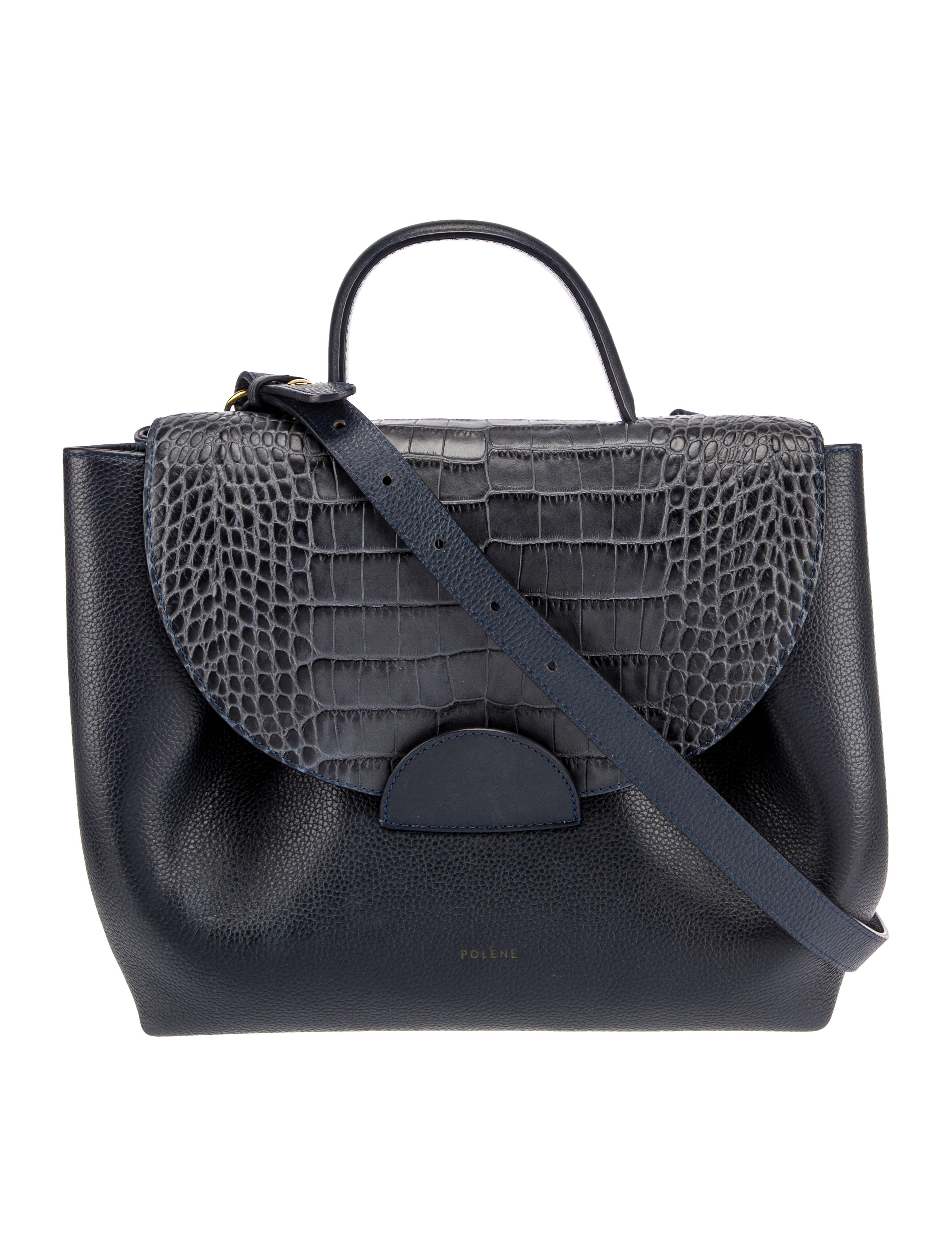 Polène Croc Embossed Leather Handle Bag - Blue Handle Bags, Handbags ...