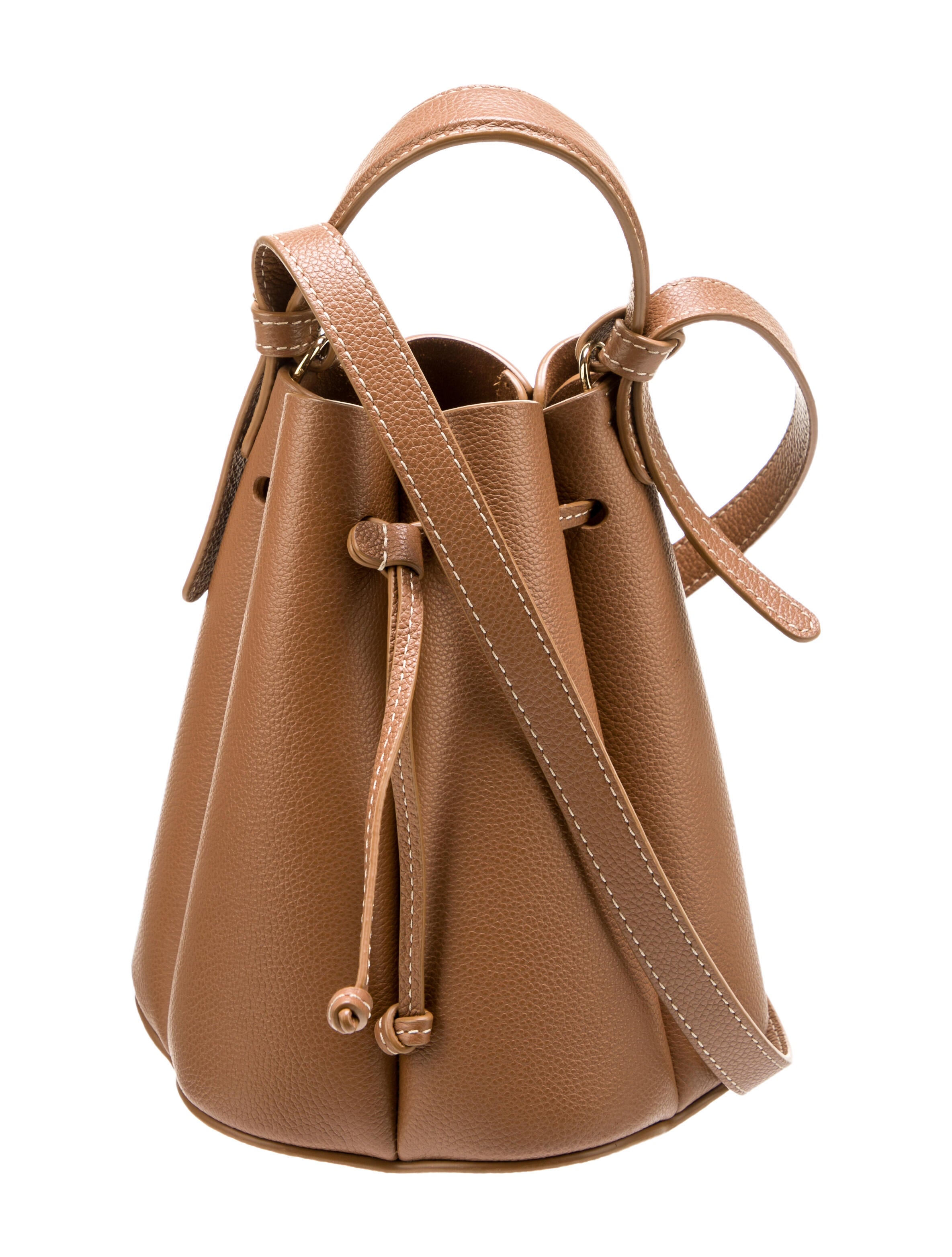 Polène Solid Leather Bucket Bag - Brown Bucket Bags, Handbags ...