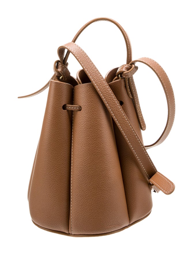 Polène Solid Leather Bucket Bag - Brown Bucket Bags, Handbags ...