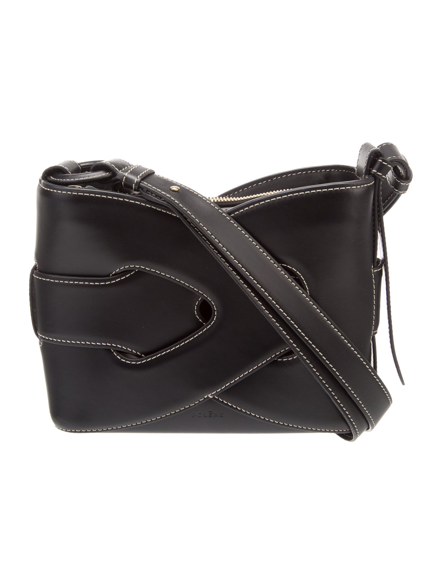 Polène Leather Shoulder Bag - Black Shoulder Bags, Handbags ...