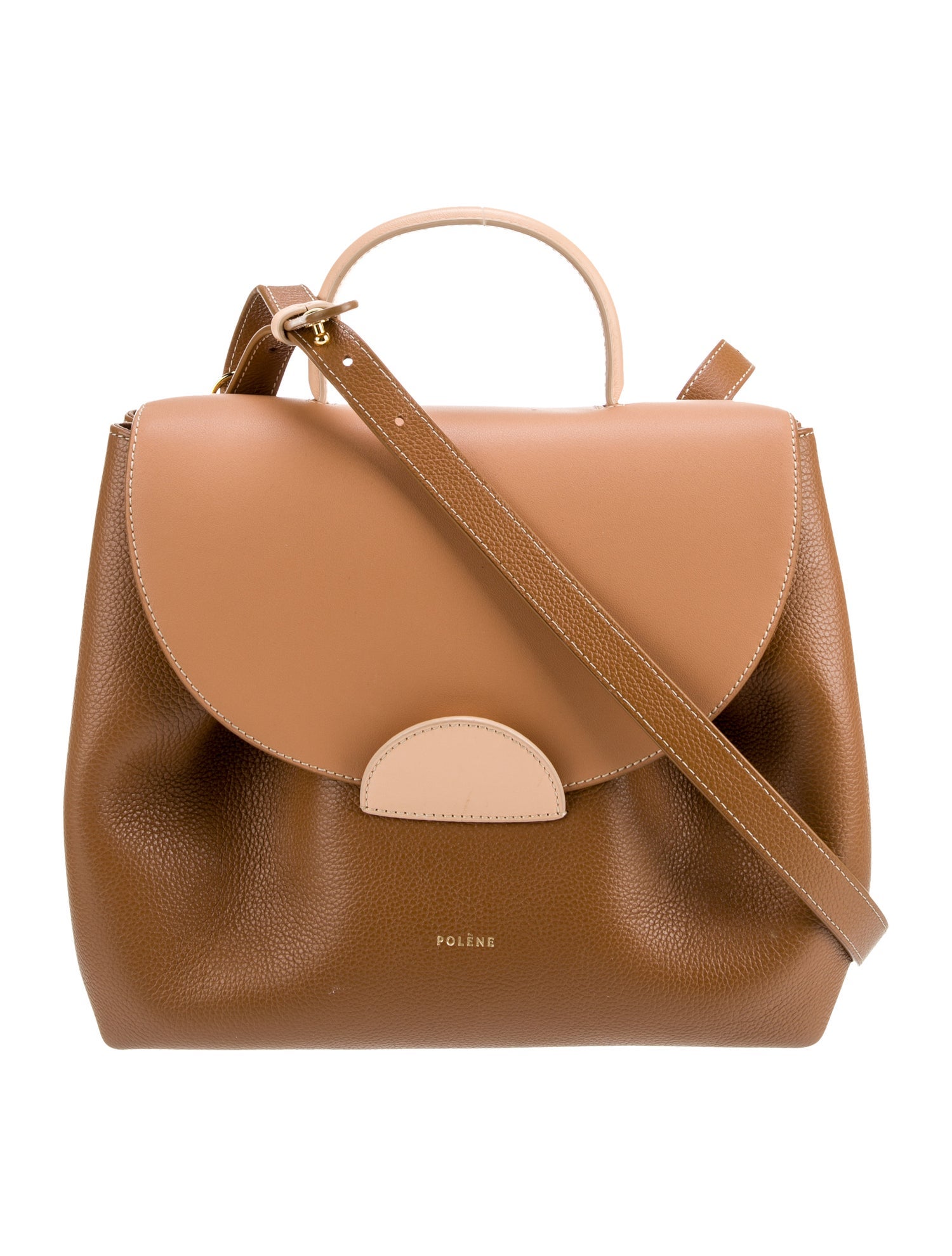 Polène Colorblock Leather Shoulder bag - Brown Shoulder Bags, Handbags ...