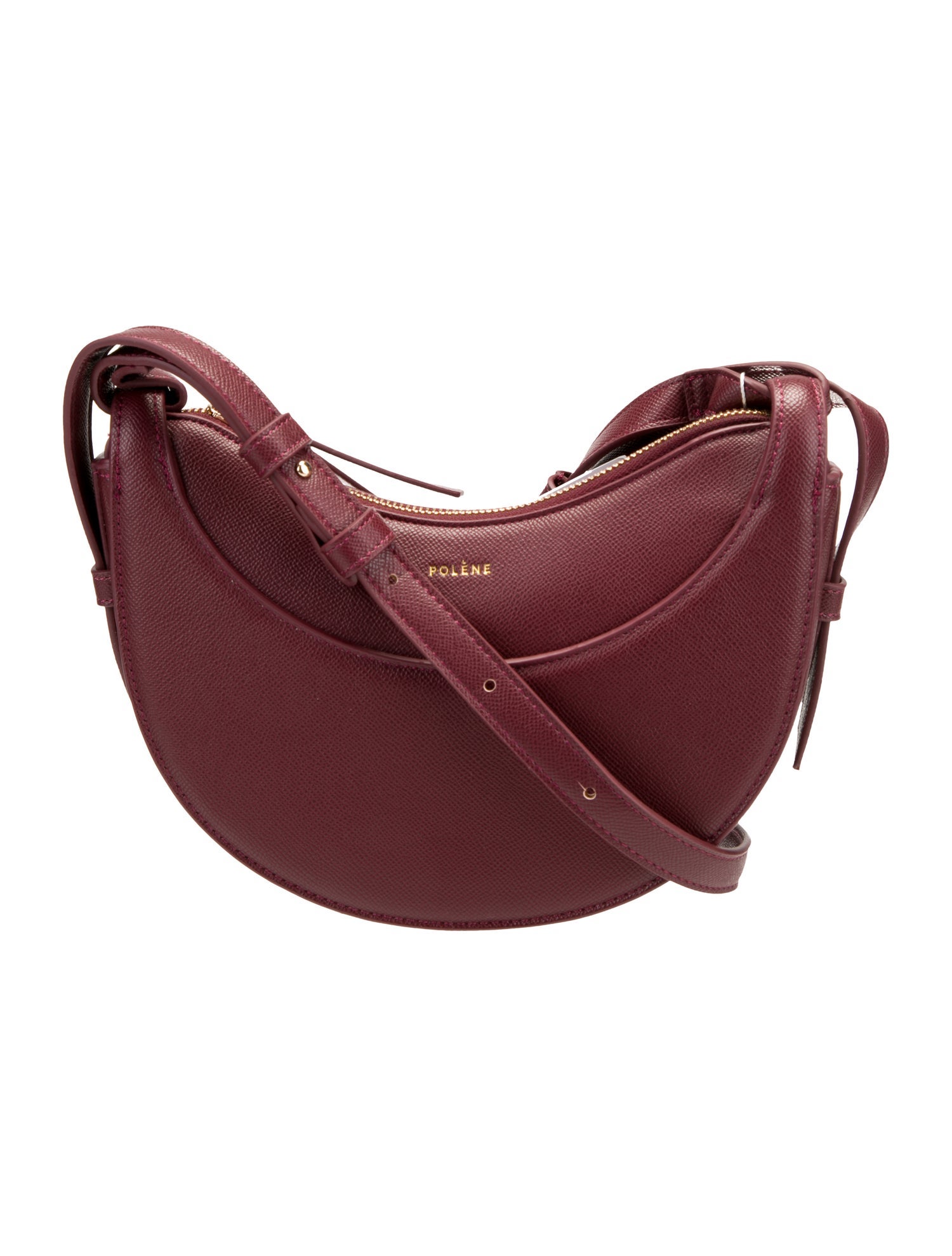 Polène Leather Shoulder Bag - Burgundy Shoulder Bags, Handbags ...