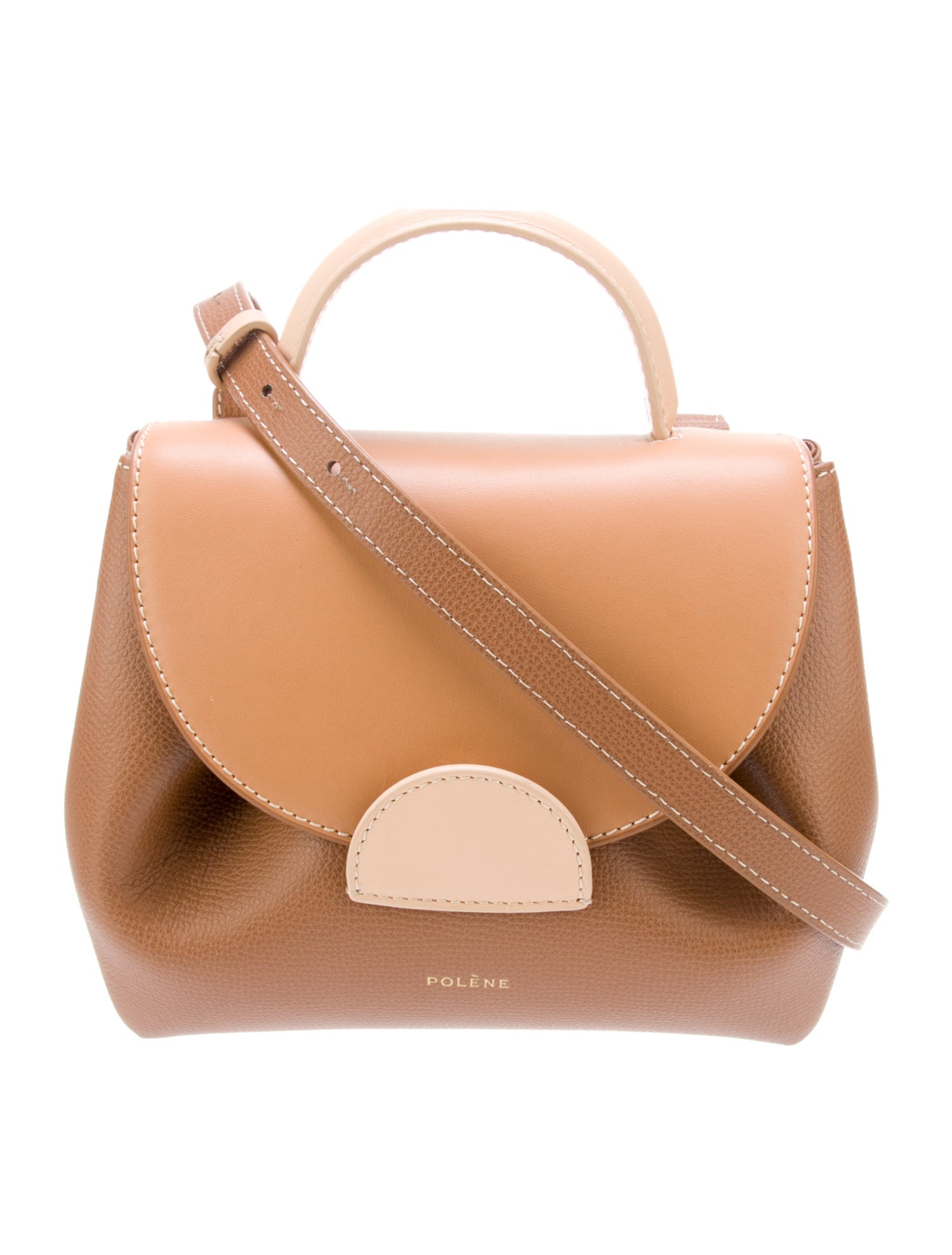 Polène Solid Leather Handle Bag - Brown Crossbody Bags, Handbags ...