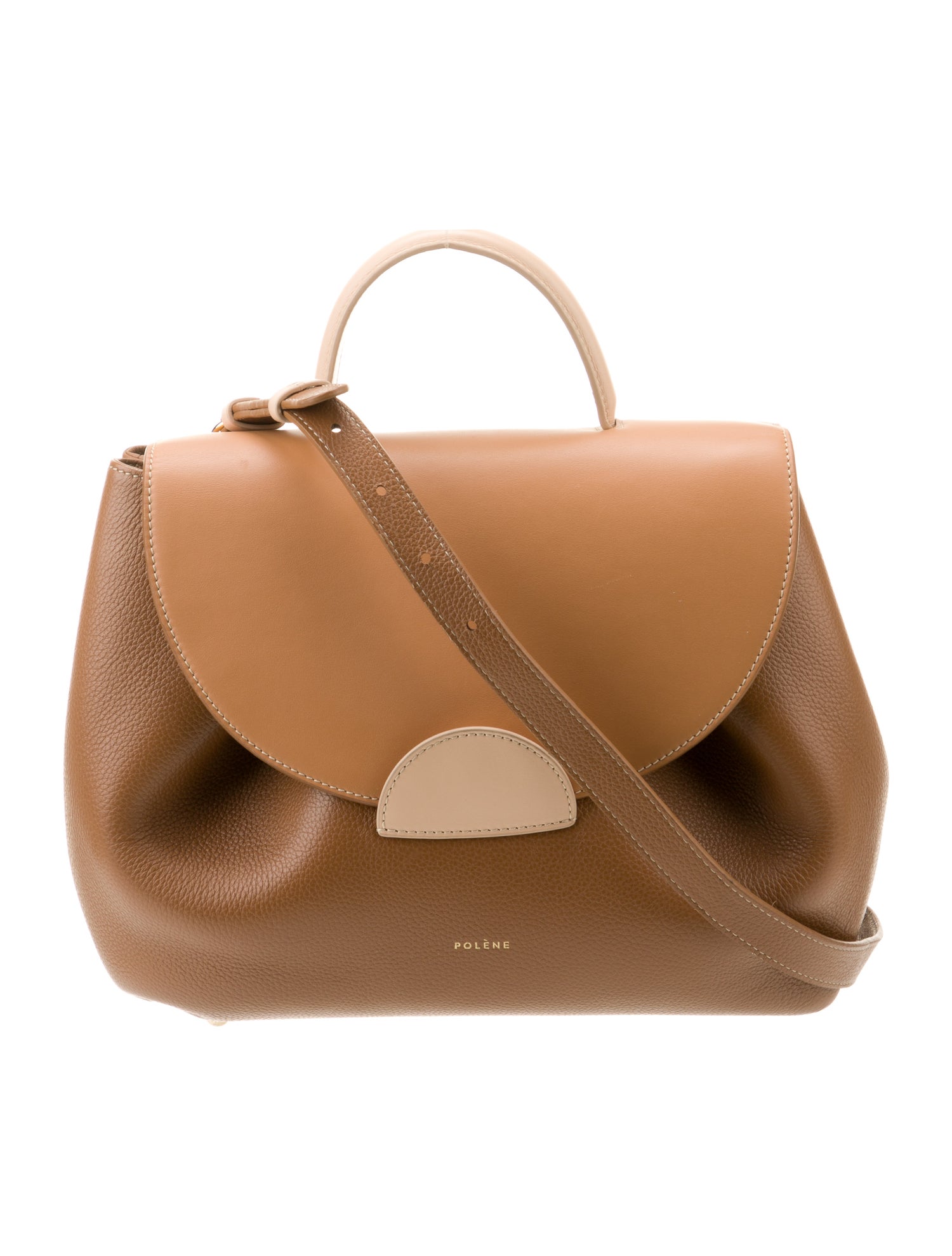 Polène Leather Top Handle Bag - Brown Handle Bags, Handbags ...