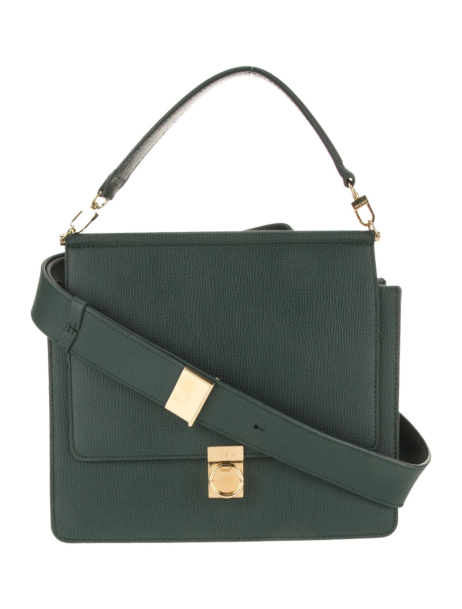 Polène Leather Messenger Bag - Green Crossbody Bags, Handbags ...