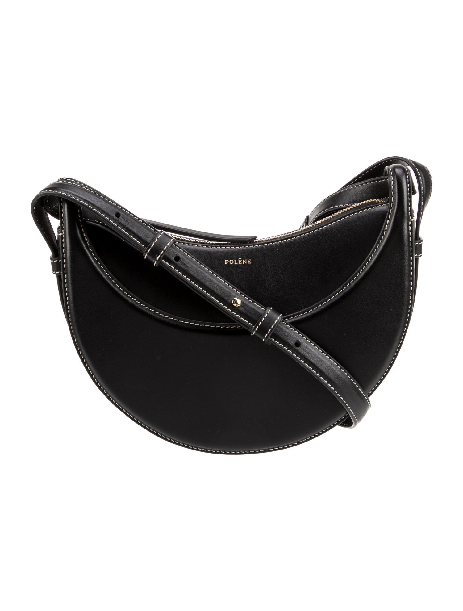 Polène Leather Shoulder Bag - Black Shoulder Bags, Handbags ...