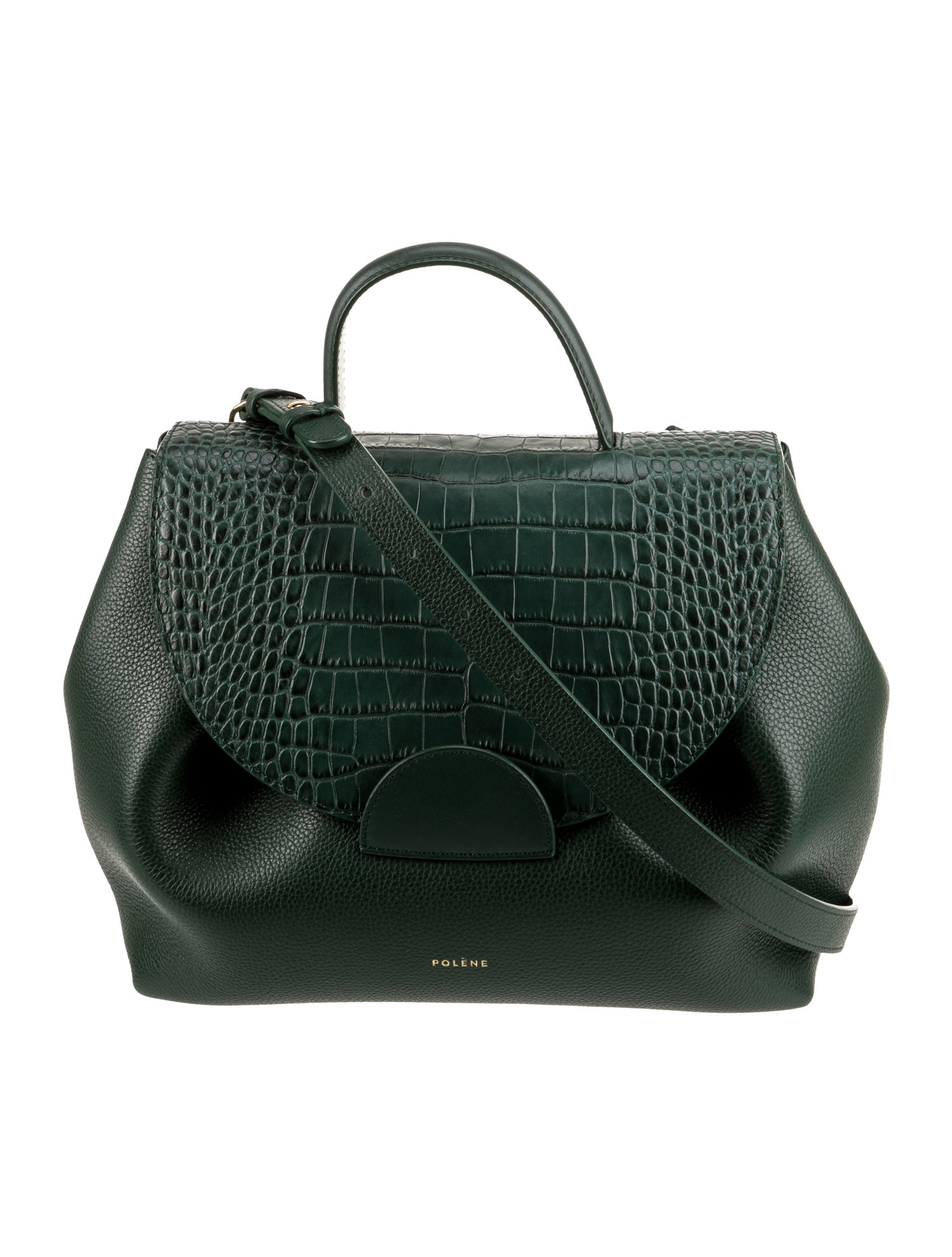 Polène Leather Top Handle Bag - Green Handle Bags, Handbags ...