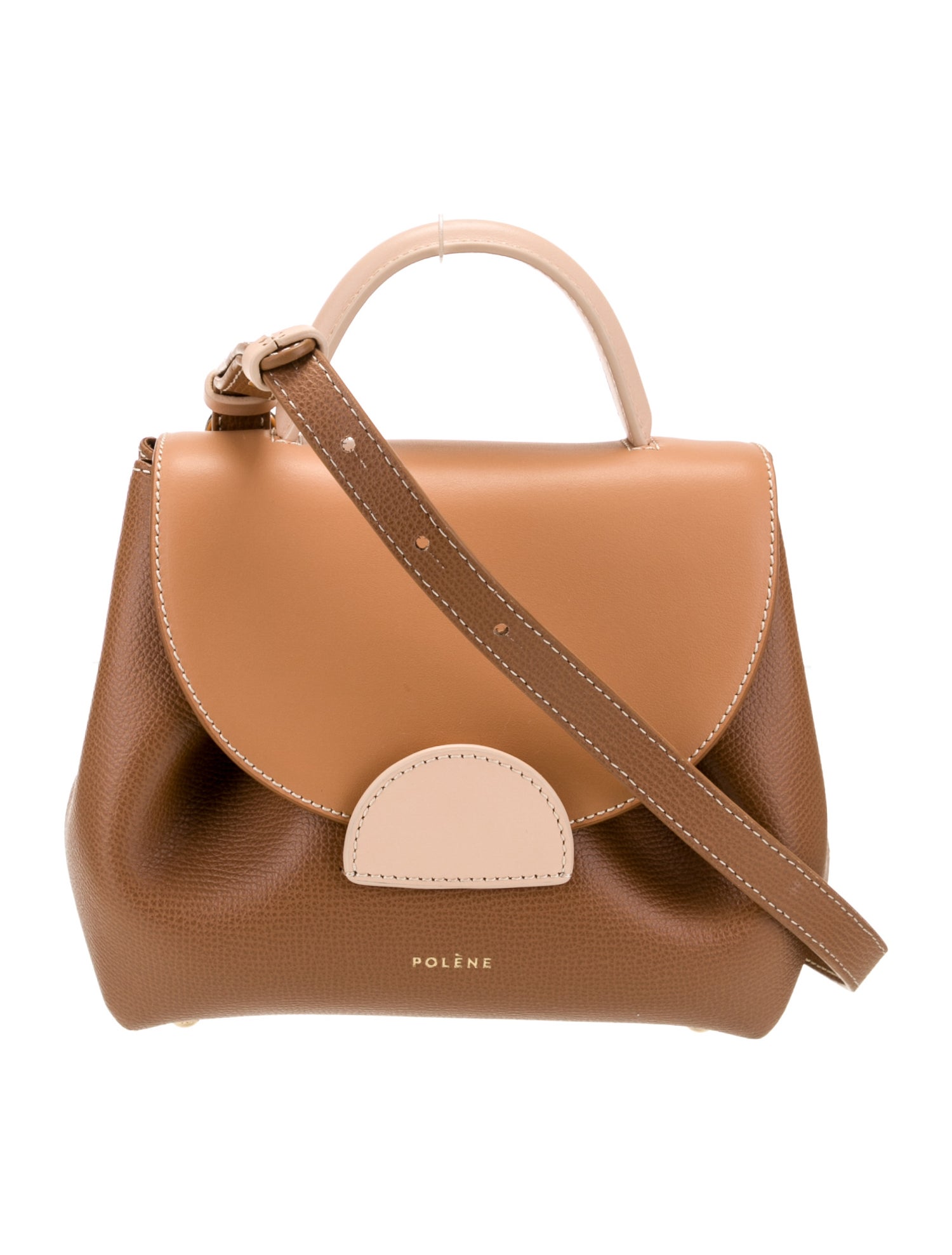 Polène Leather Top Handle Bag - Brown Handle Bags, Handbags ...