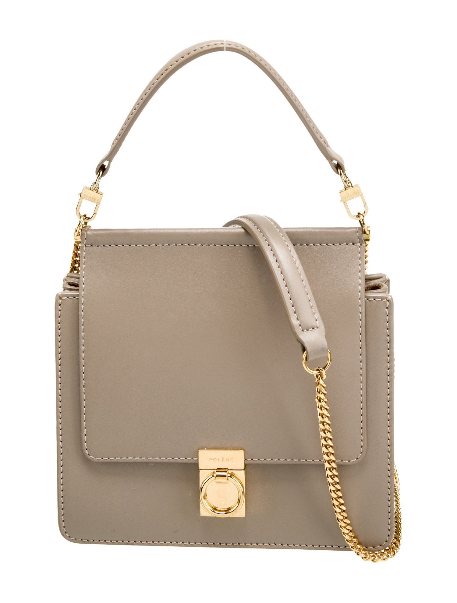 Polène Leather Shoulder Bag - Grey Crossbody Bags, Handbags ...