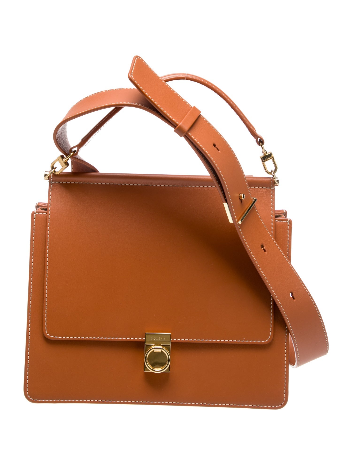 Polène Leather Shoulder Bag - Orange Shoulder Bags, Handbags ...