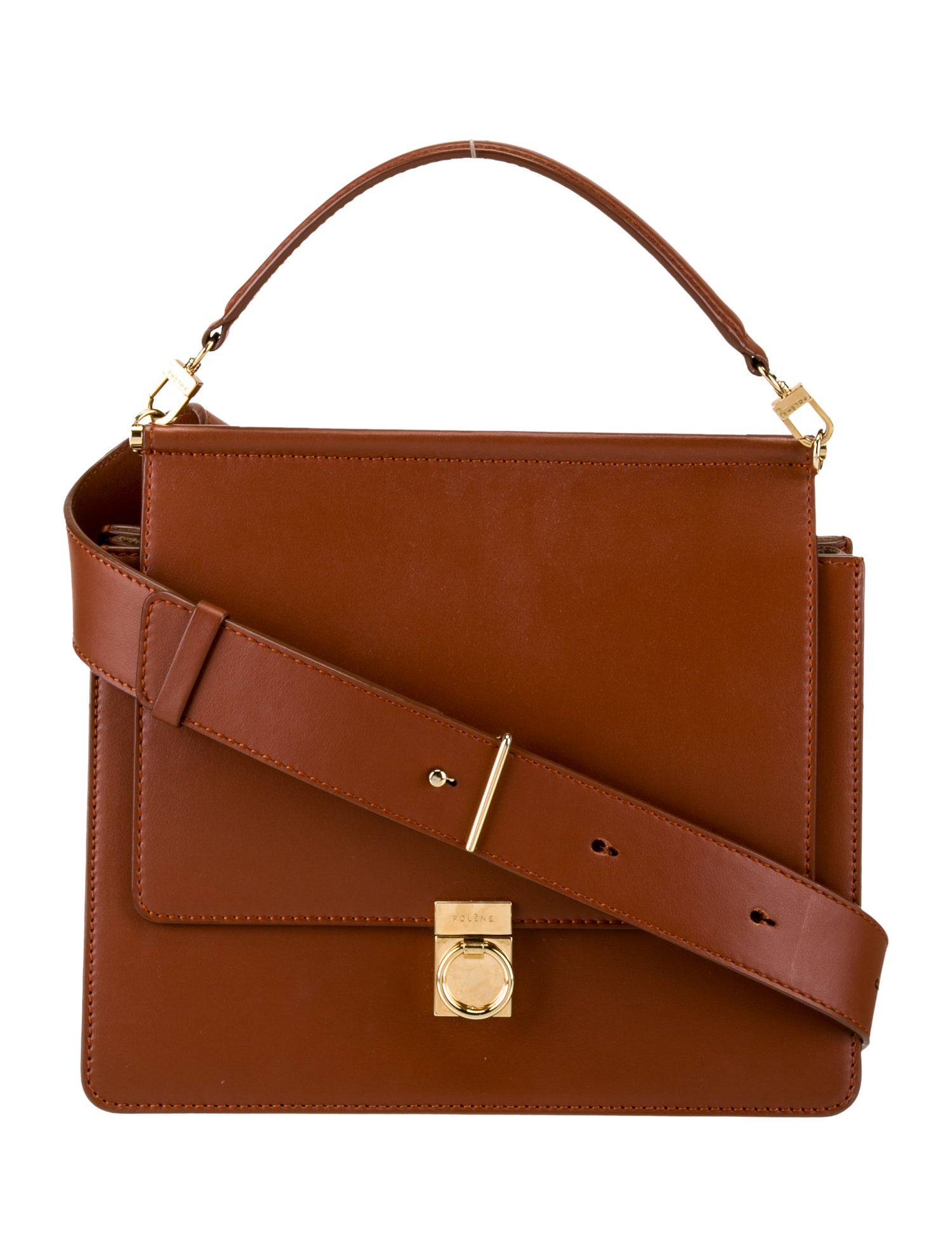 Polène Leather Top Handle Bag - Brown Handle Bags, Handbags ...
