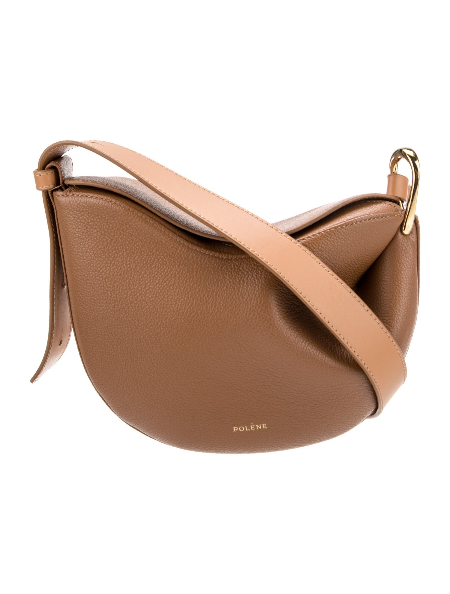 Polène Leather Messenger Bag - Brown Crossbody Bags, Handbags ...