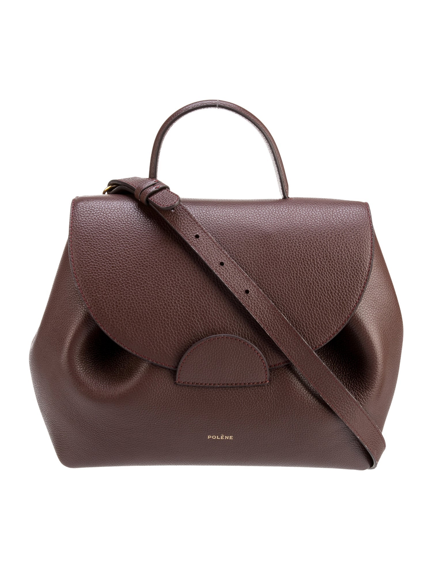 Polène Leather Top Handle Bag - Brown Handle Bags, Handbags ...