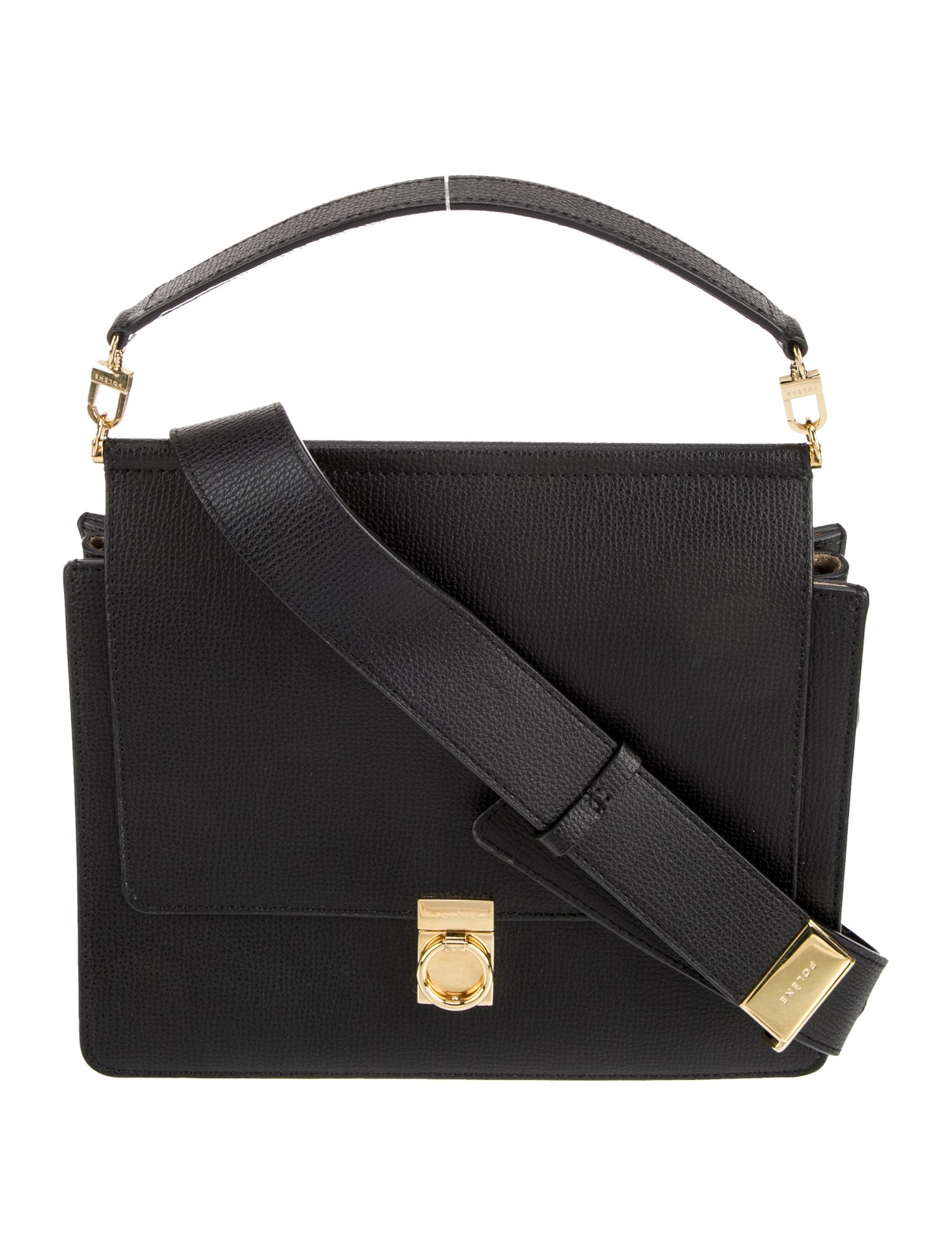 Polène Leather Messenger Bag - Black Crossbody Bags, Handbags ...