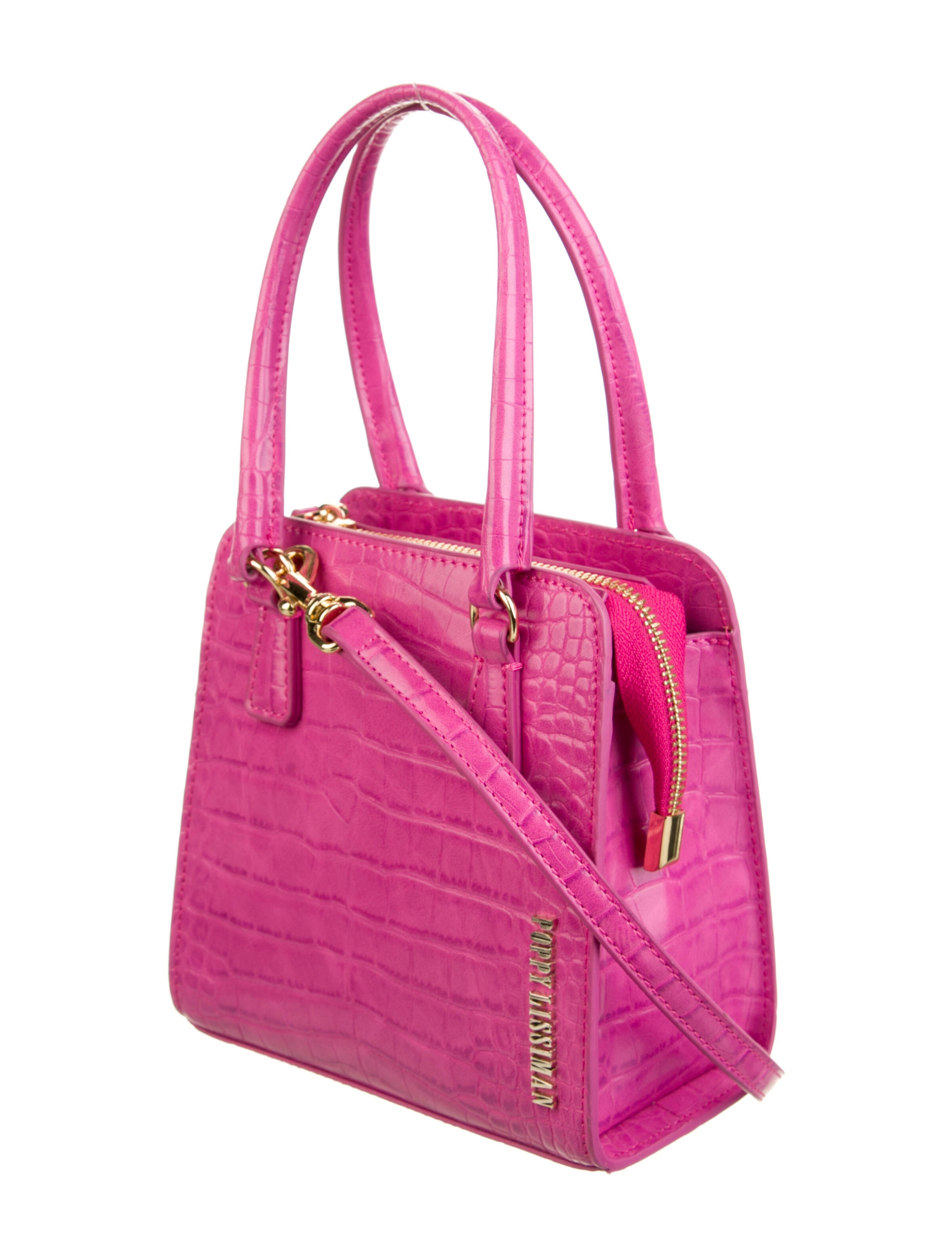 Poppy Lissiman Mini Embossed Leather Handle Bag w/Tags - Pink Handle ...
