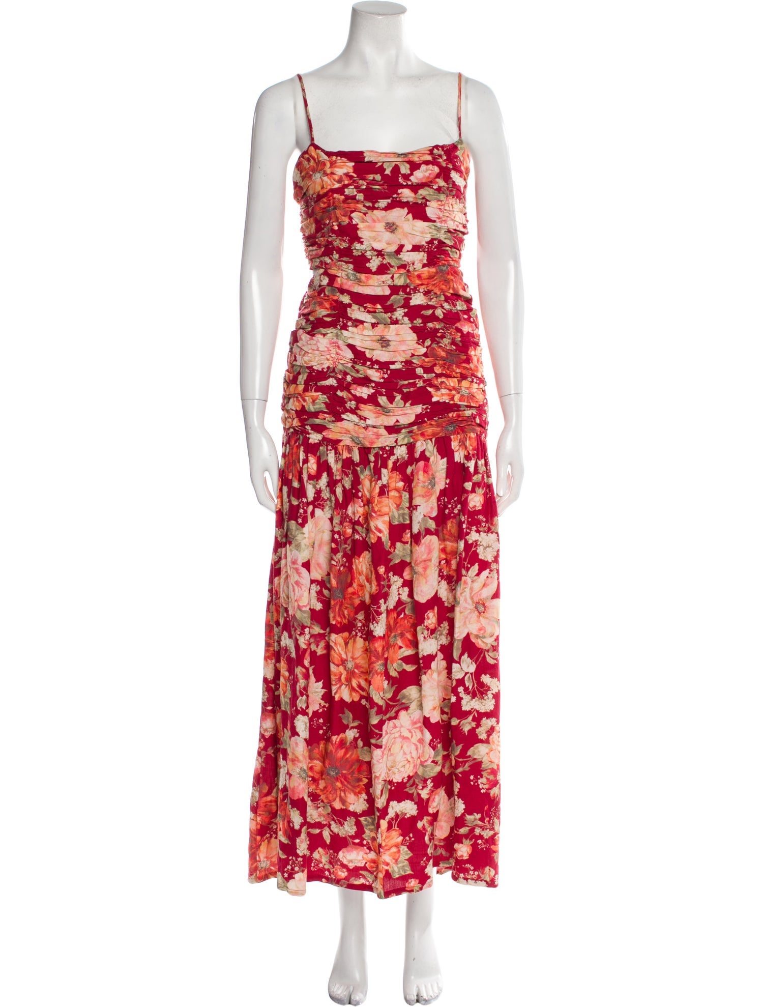 Posse Floral Print Long Dress - Red Dresses, Clothing - WPOSS21958 ...