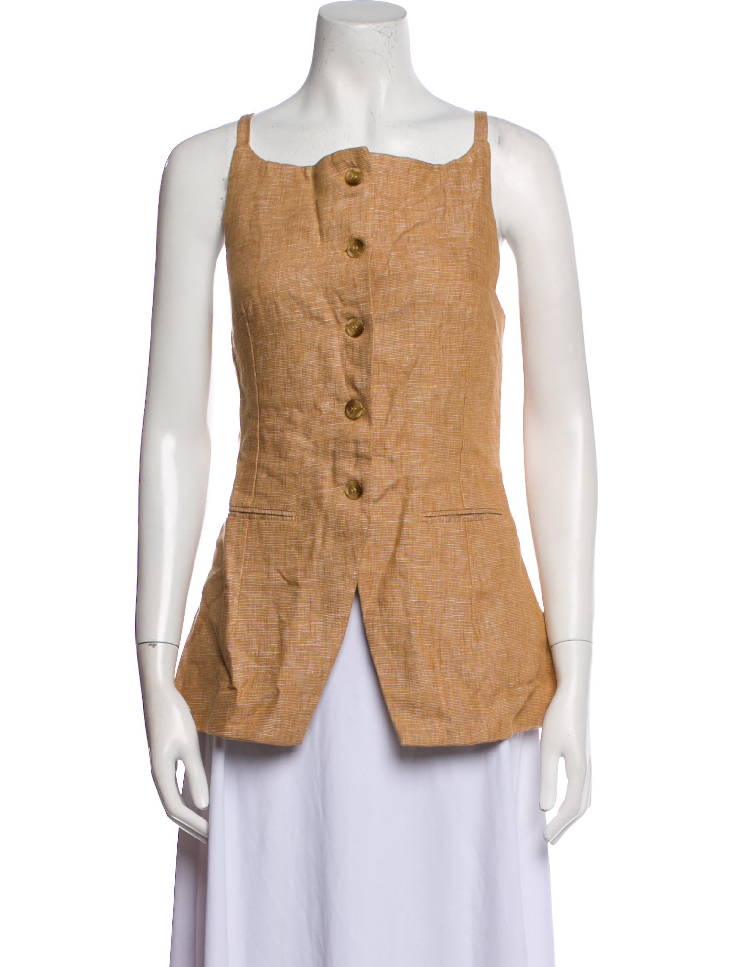 Posse Linen Square Neckline Top - Neutrals Tops, Clothing - WPOSS23668 ...