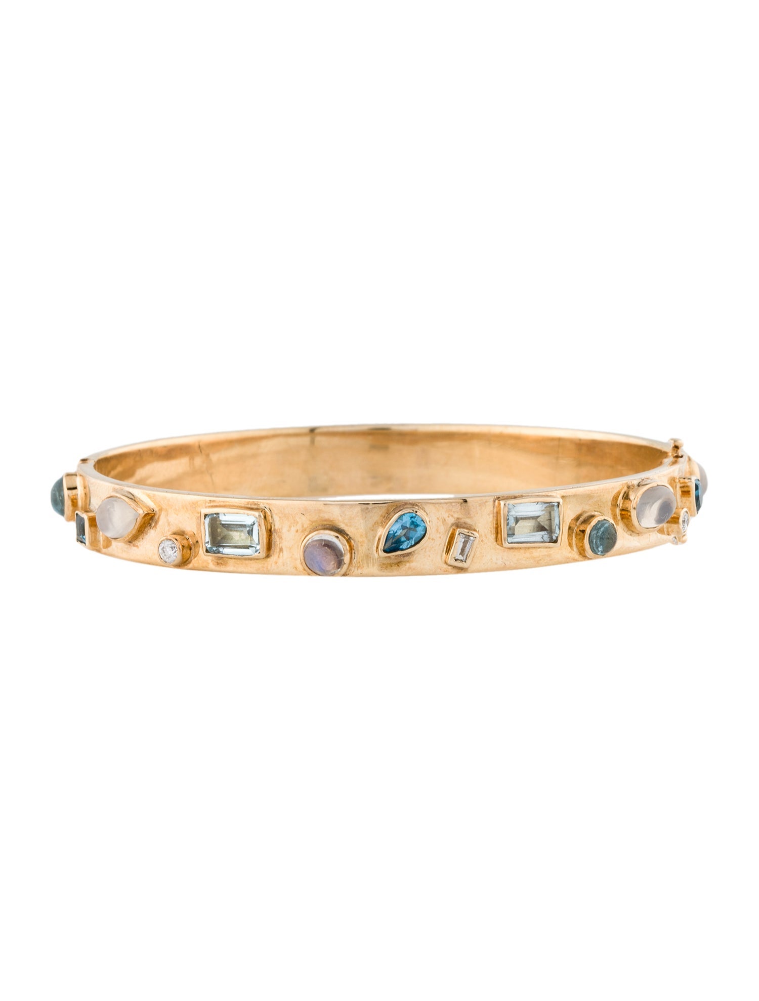 Piper Gore 14K Diamond & Multistone Confetti Bangle Bracelet - 14K Yellow Gold Bangle, Bracelets ...