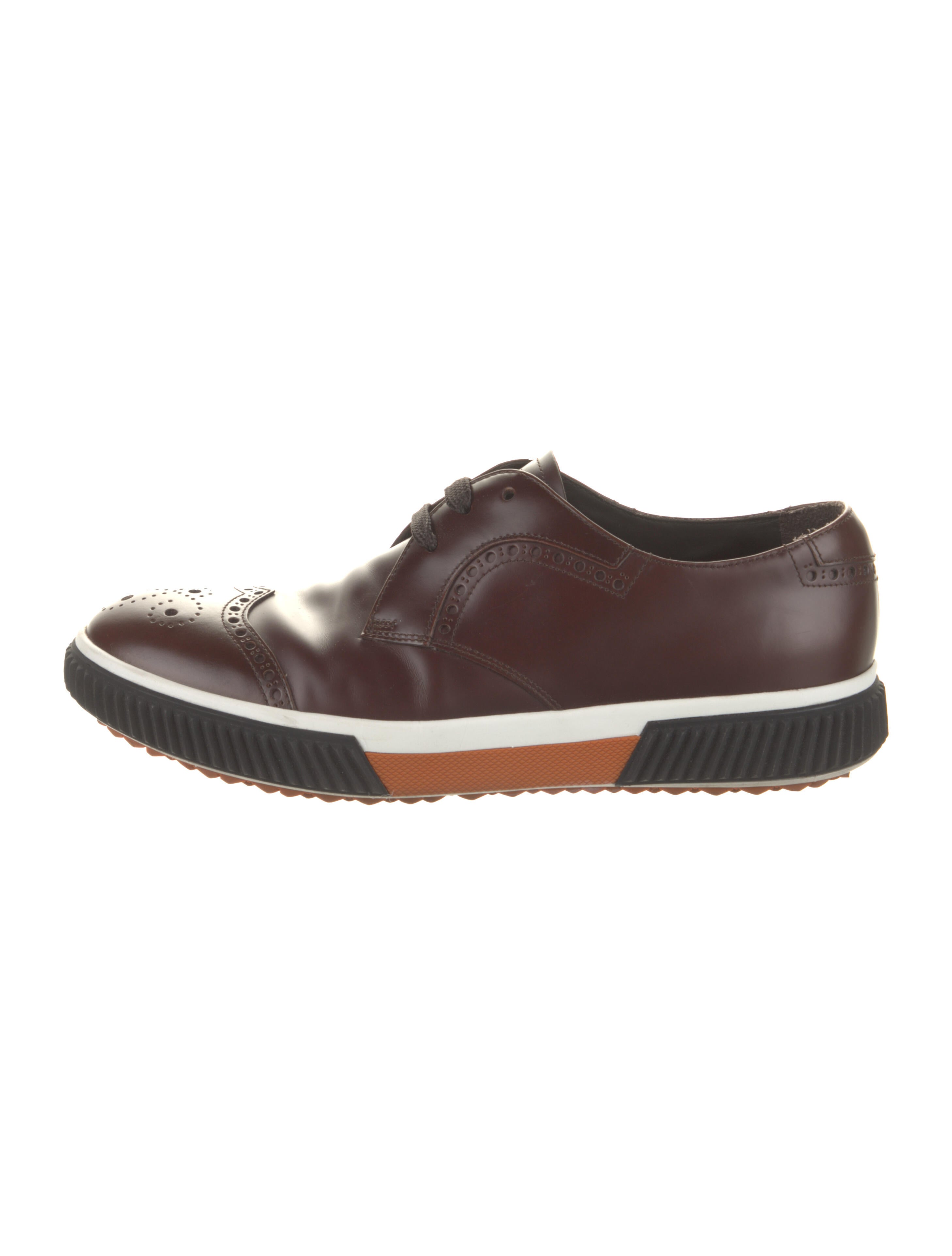 Prada Sport Leather Lasercut Accents Brogues - Burgundy Oxfords, Shoes ...
