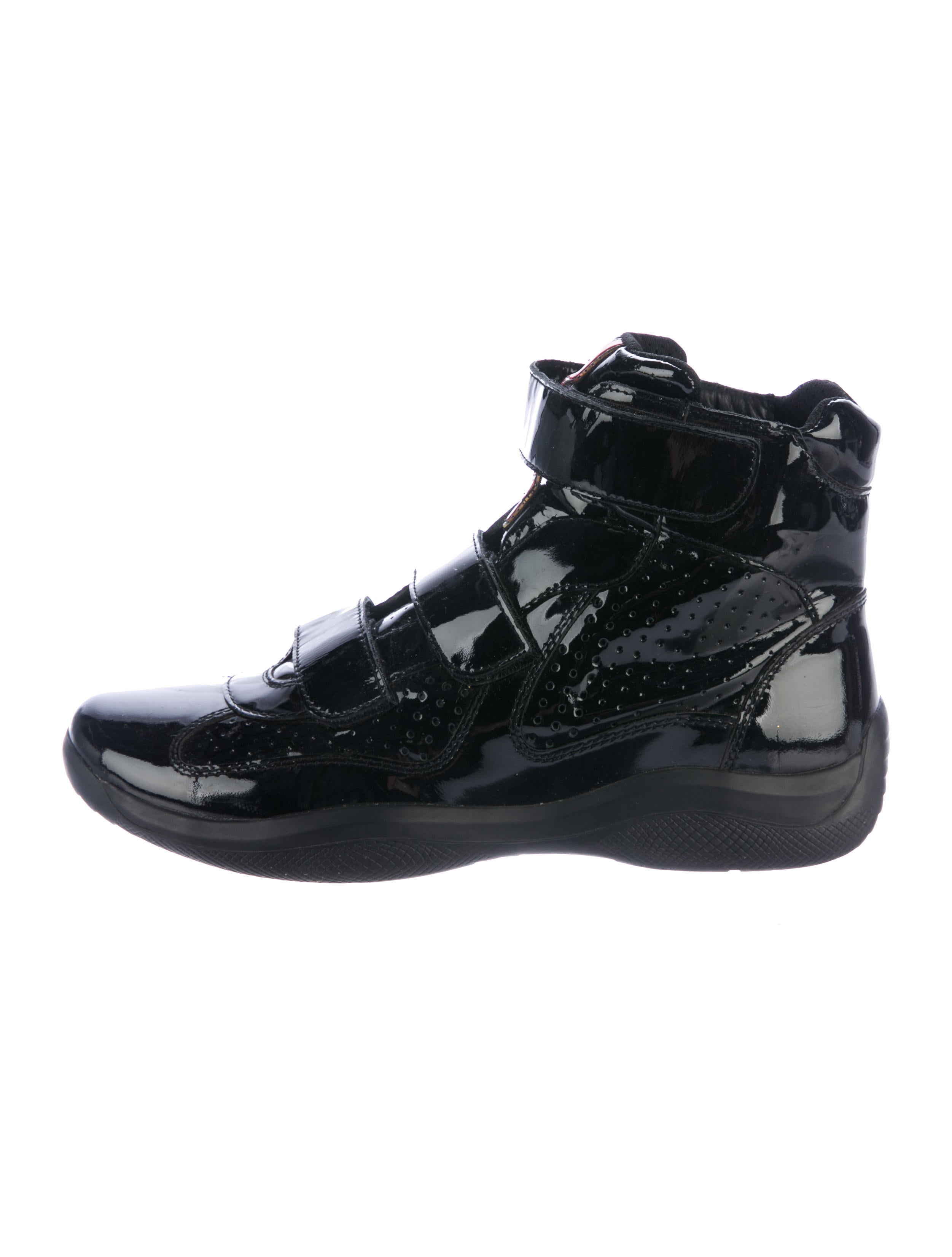 Prada Sport Patent Leather High-Top Sneakers - Black Sneakers, Shoes ...