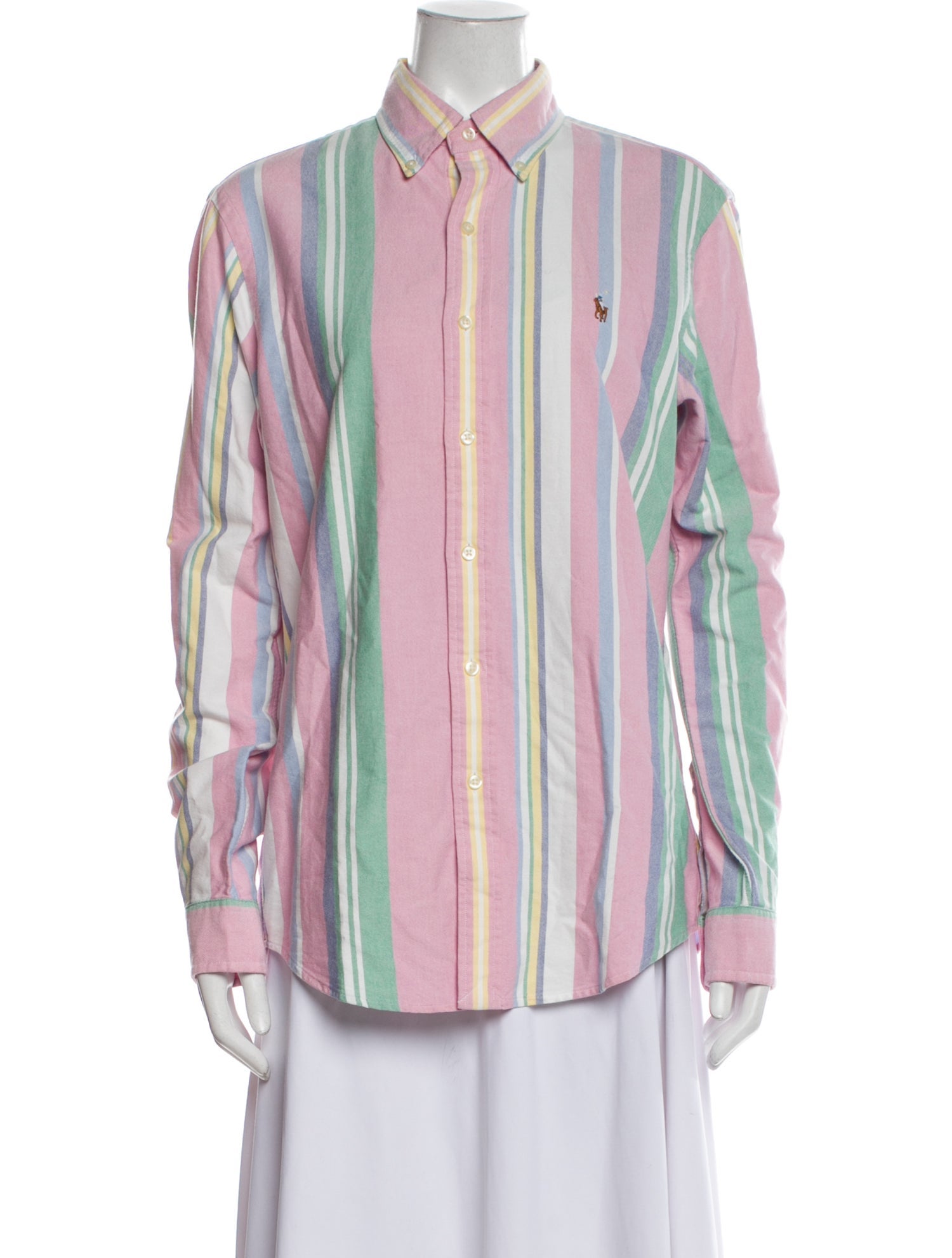 Polo Ralph Lauren Striped Long Sleeve Button-Up Top - Pink Tops ...