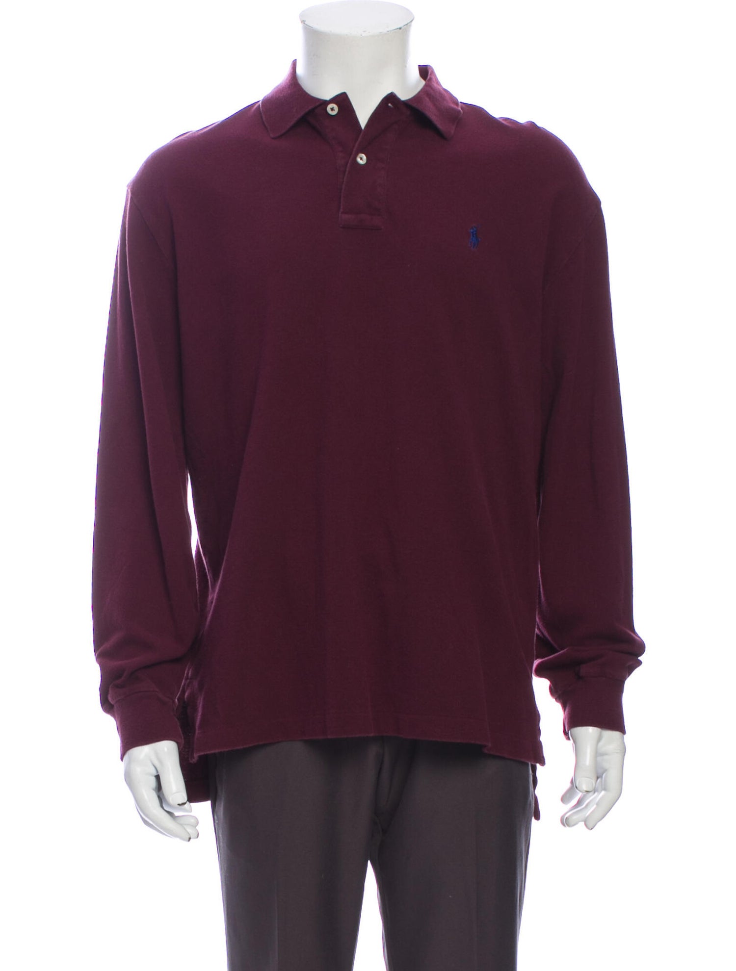 Polo Ralph Lauren Crew Neck Long Sleeve Polo Shirt - Red Polos ...