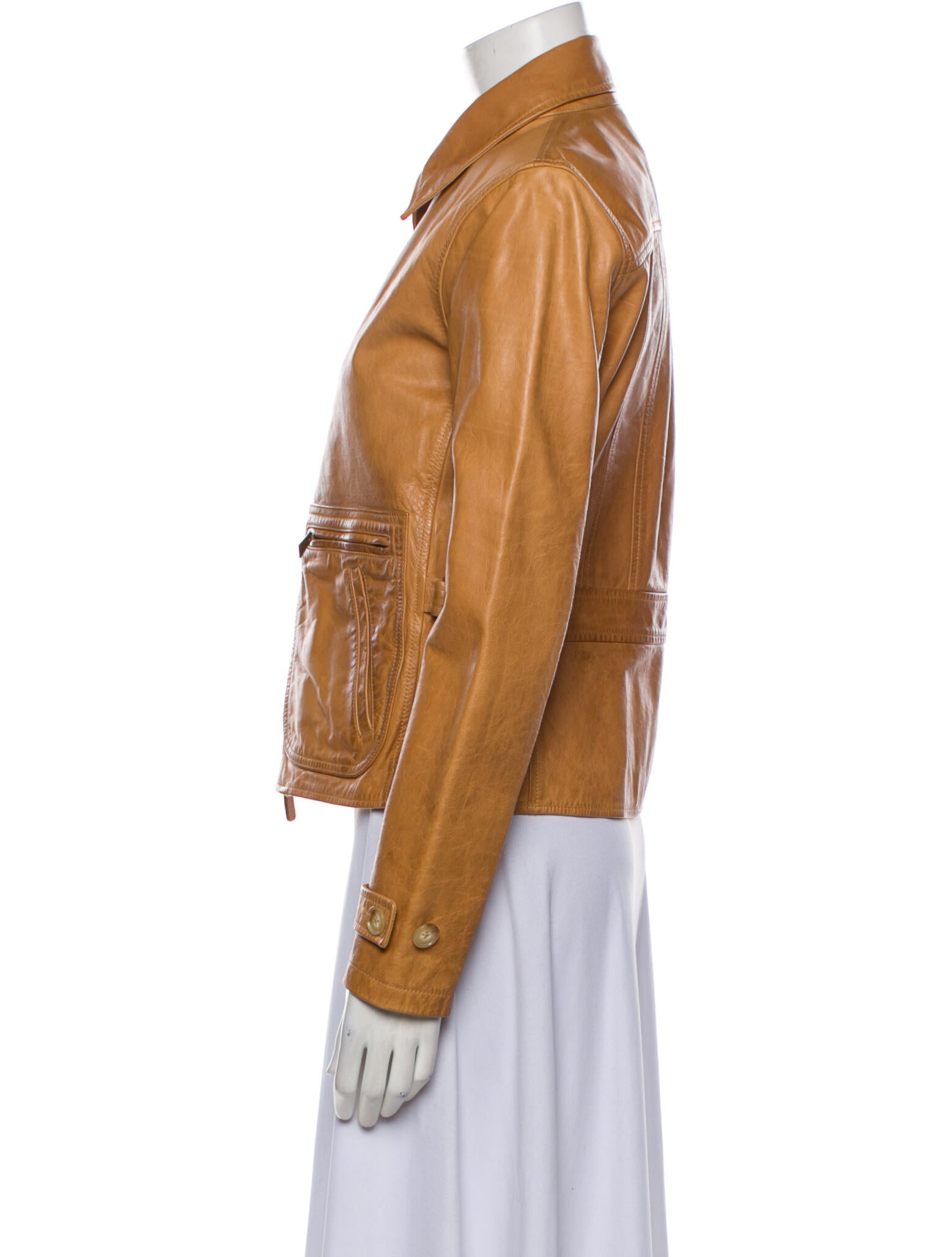 Polo Ralph Lauren Calf Leather Biker Jacket w/ Tags - Brown Jackets ...