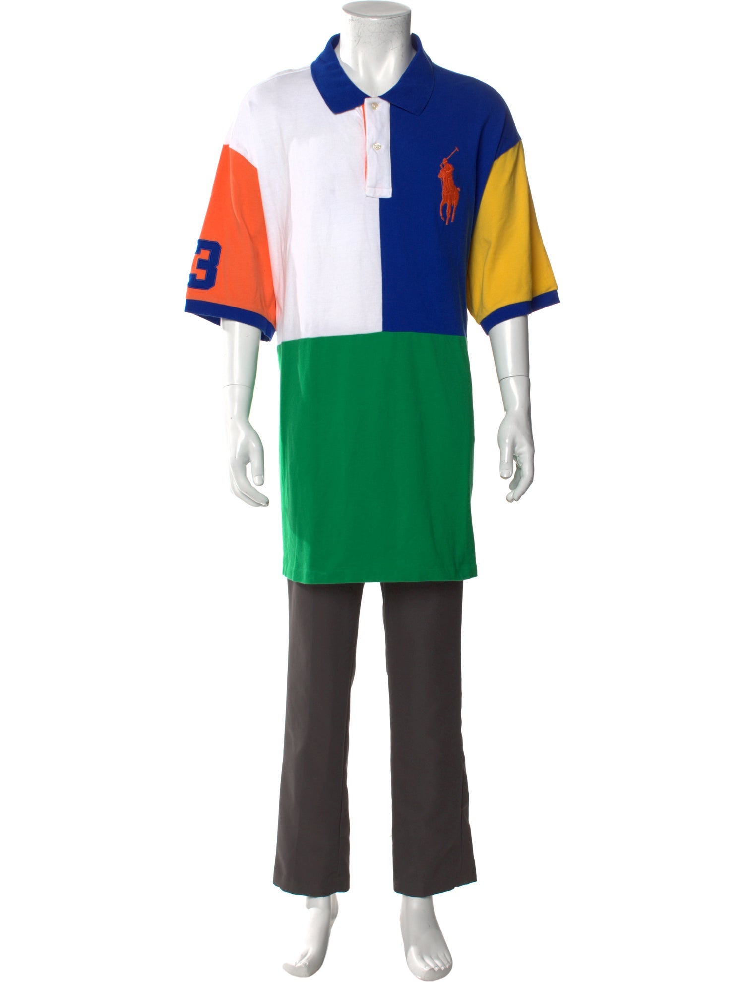 Polo Ralph Lauren Colorblock Pattern Collar Polo Shirt - Green Polos ...
