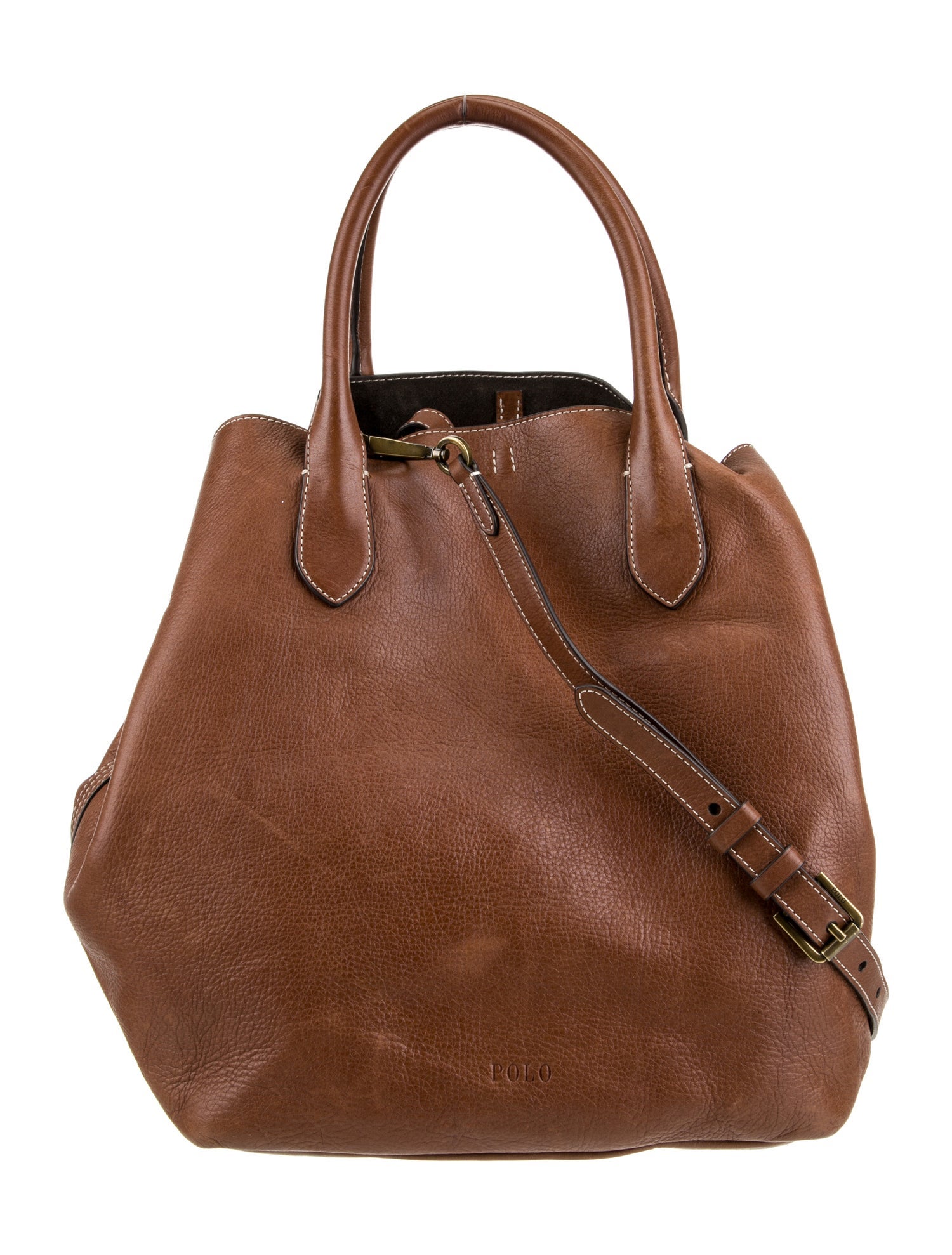 Polo Ralph Lauren Leather Shoulder Bag - Brown Shoulder Bags, Handbags ...