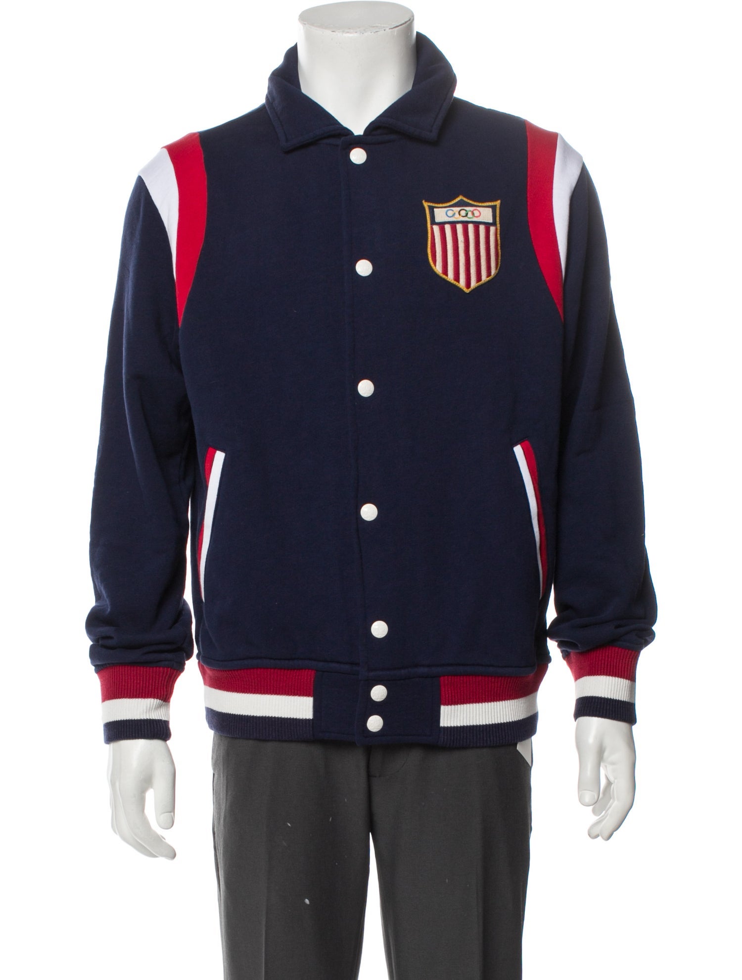 Polo Ralph Lauren Colorblock Pattern Varsity Jacket w/ Tags - Blue ...