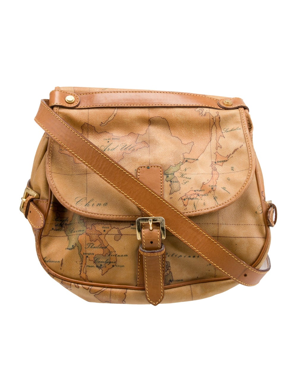 Prima Classe Leather World Map Crossbody Bag - Orange Shoulder Bags ...