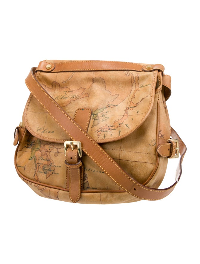 Prima Classe Leather World Map Crossbody Bag - Orange Shoulder Bags ...