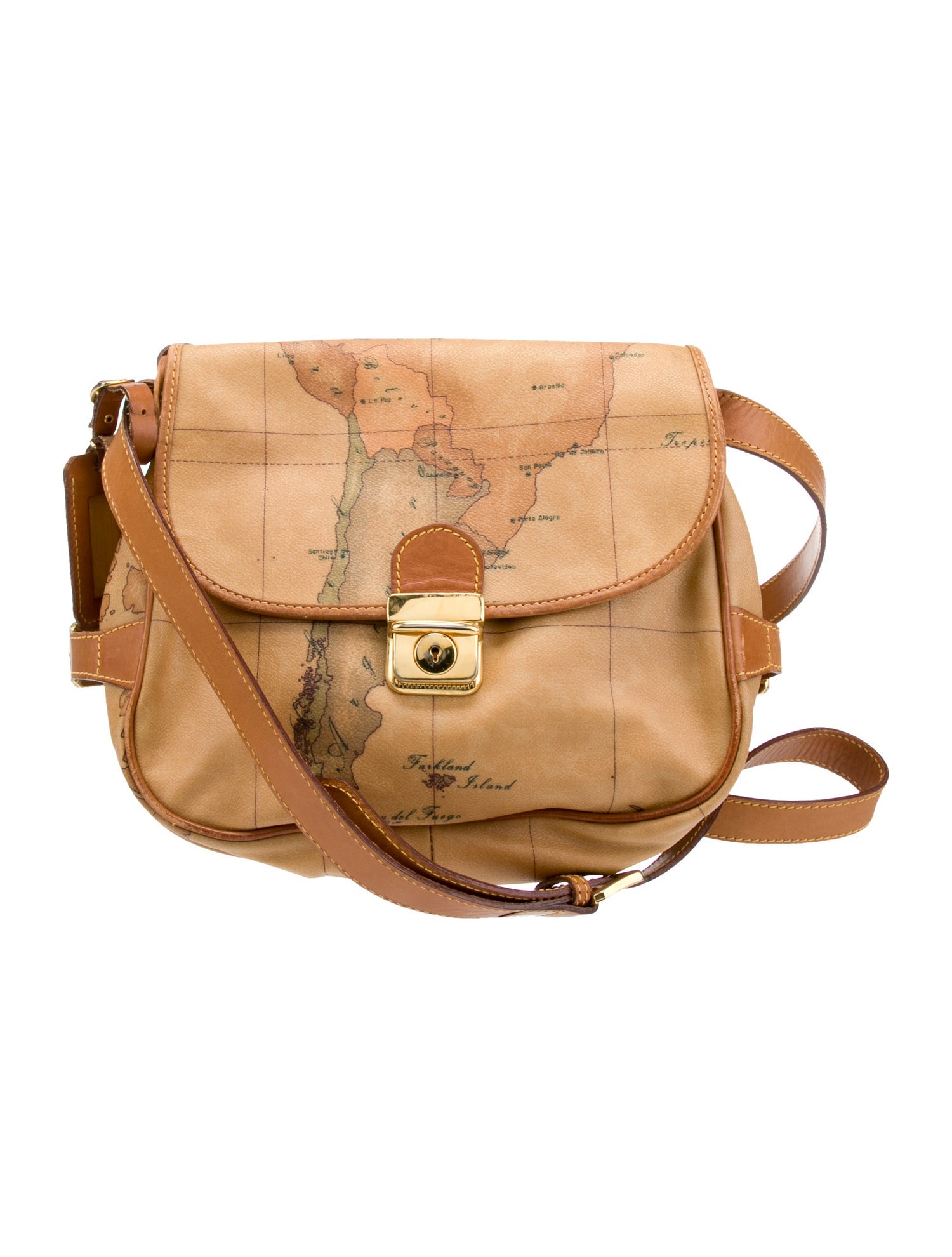Prima Classe Leather World Map Crossbody Bag - Orange Shoulder Bags ...