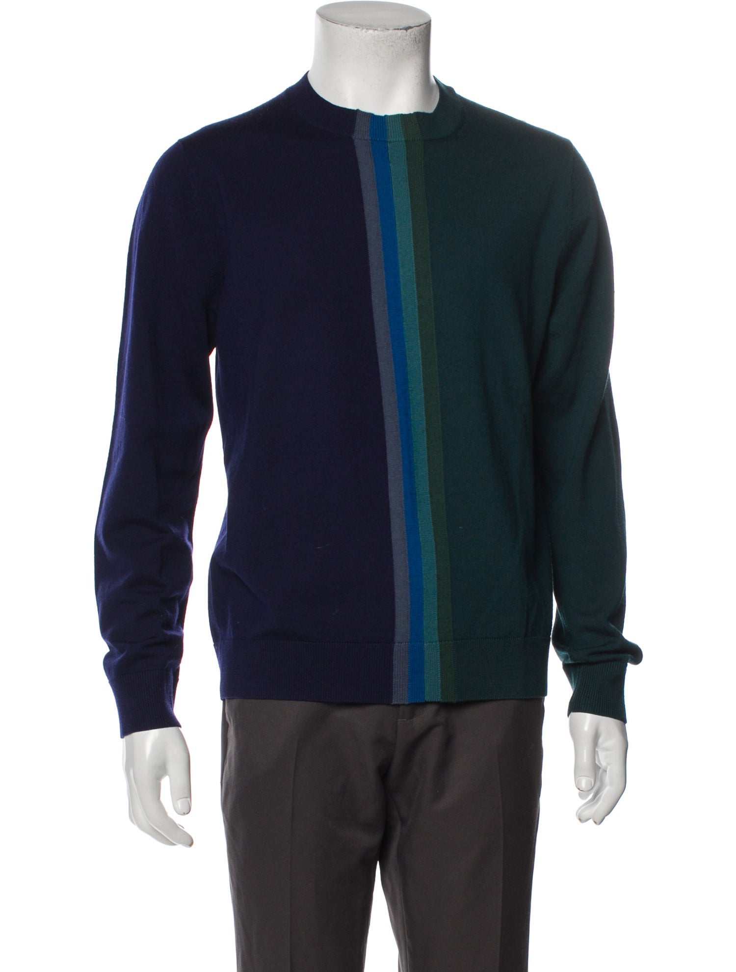 Paul Smith Merino Wool Colorblock Pattern Pullover - Blue Sweaters ...