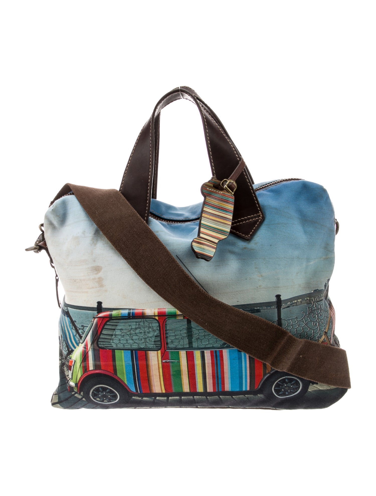 Paul Smith Canvas Leather-Trimmed Bag - Blue Weekenders, Bags ...